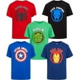 Marvel Avengers Boys T-Shirts - 5 Pack Graphic Tee: Spider-Man Iron Man ...