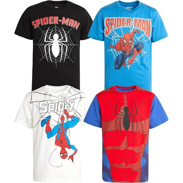 Marvel Avengers Boys T-Shirts - 5 Pack Graphic Tee: Spider-Man Iron Man ...