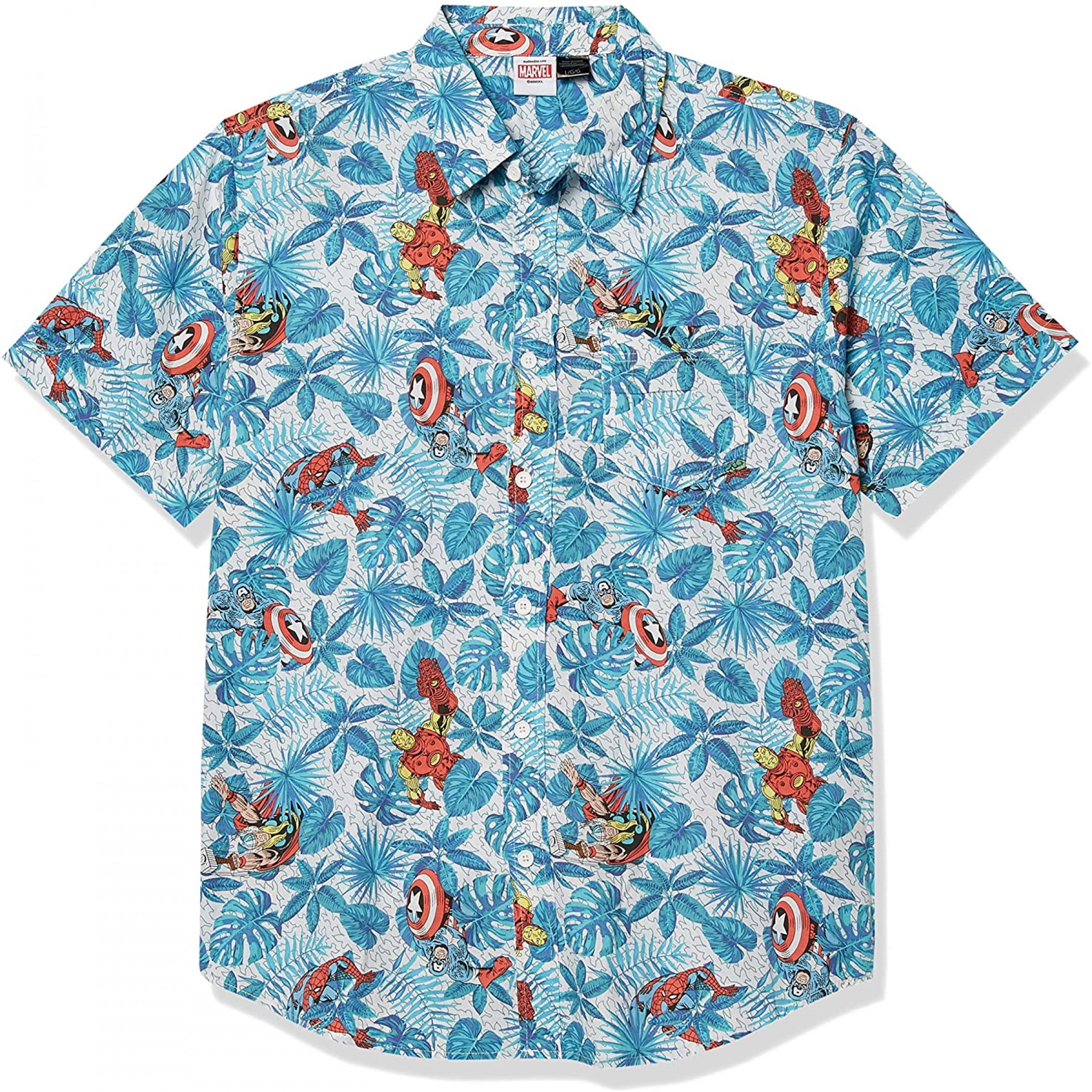 Marvel Avengers Button Up Hawaiian Shirt-XLarge - Walmart.com