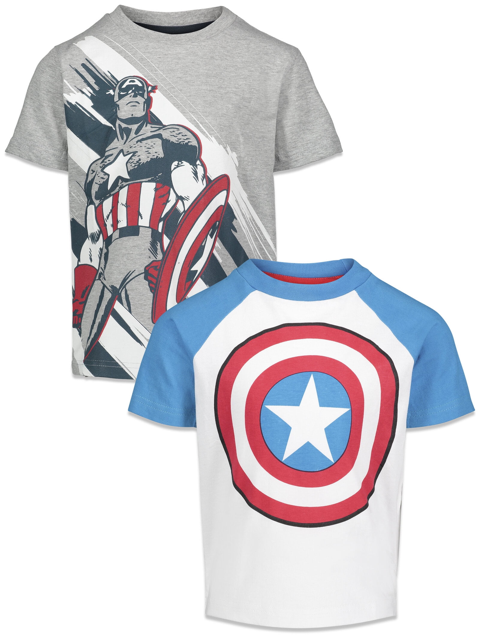 Marvel Avengers Captain America Big Boys 2 Pack Graphic T-Shirts Grey ...
