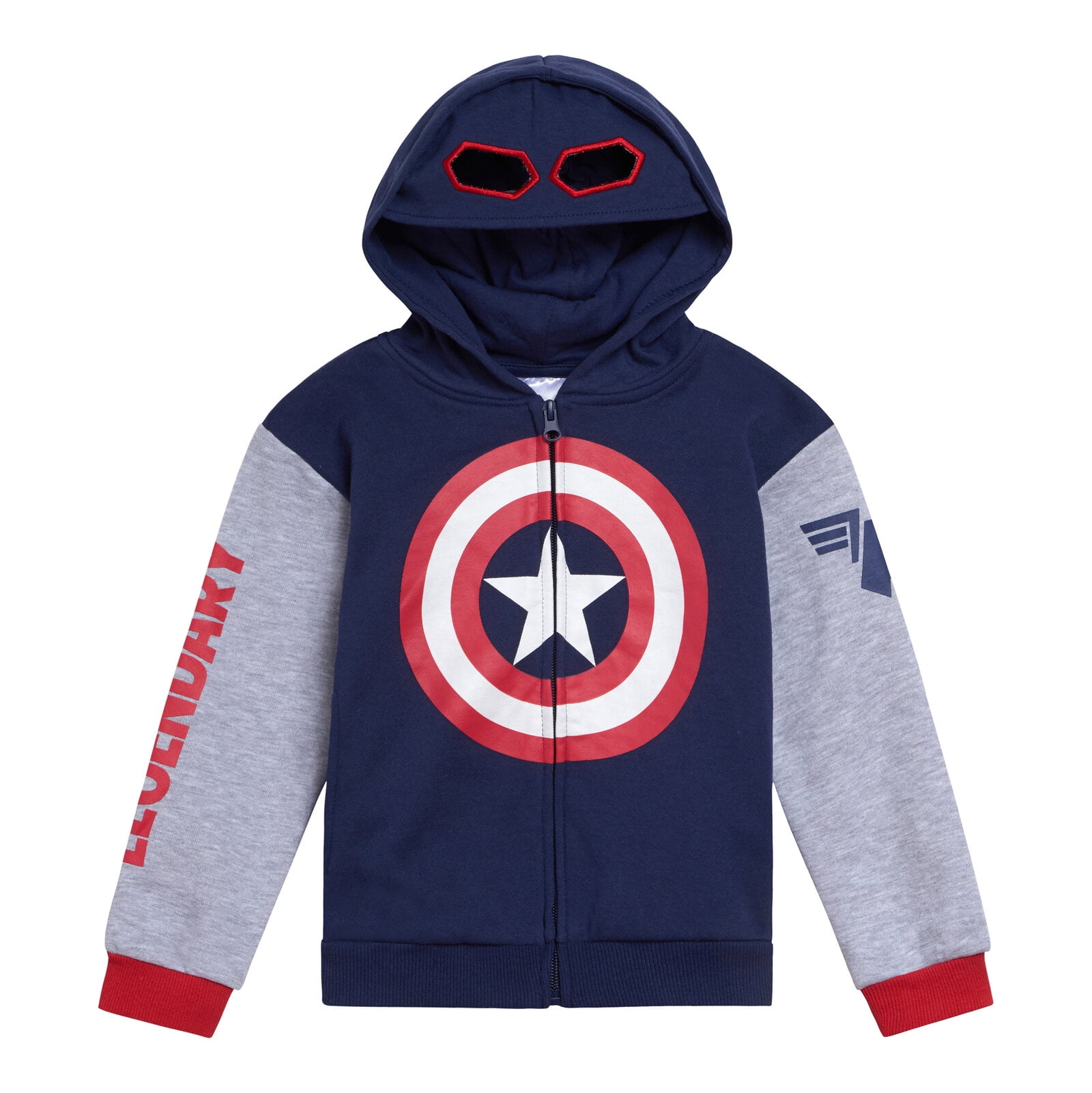 Marvel Avengers Captain America Fleece Zip Up Cosplay Hoodie Toddler to ...