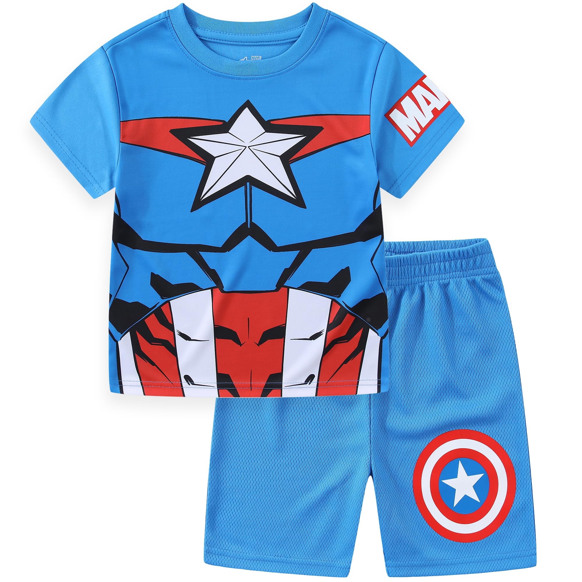Marvel Avengers Captain America Short Sleeve T-Shirt and Shorts (Boys ...