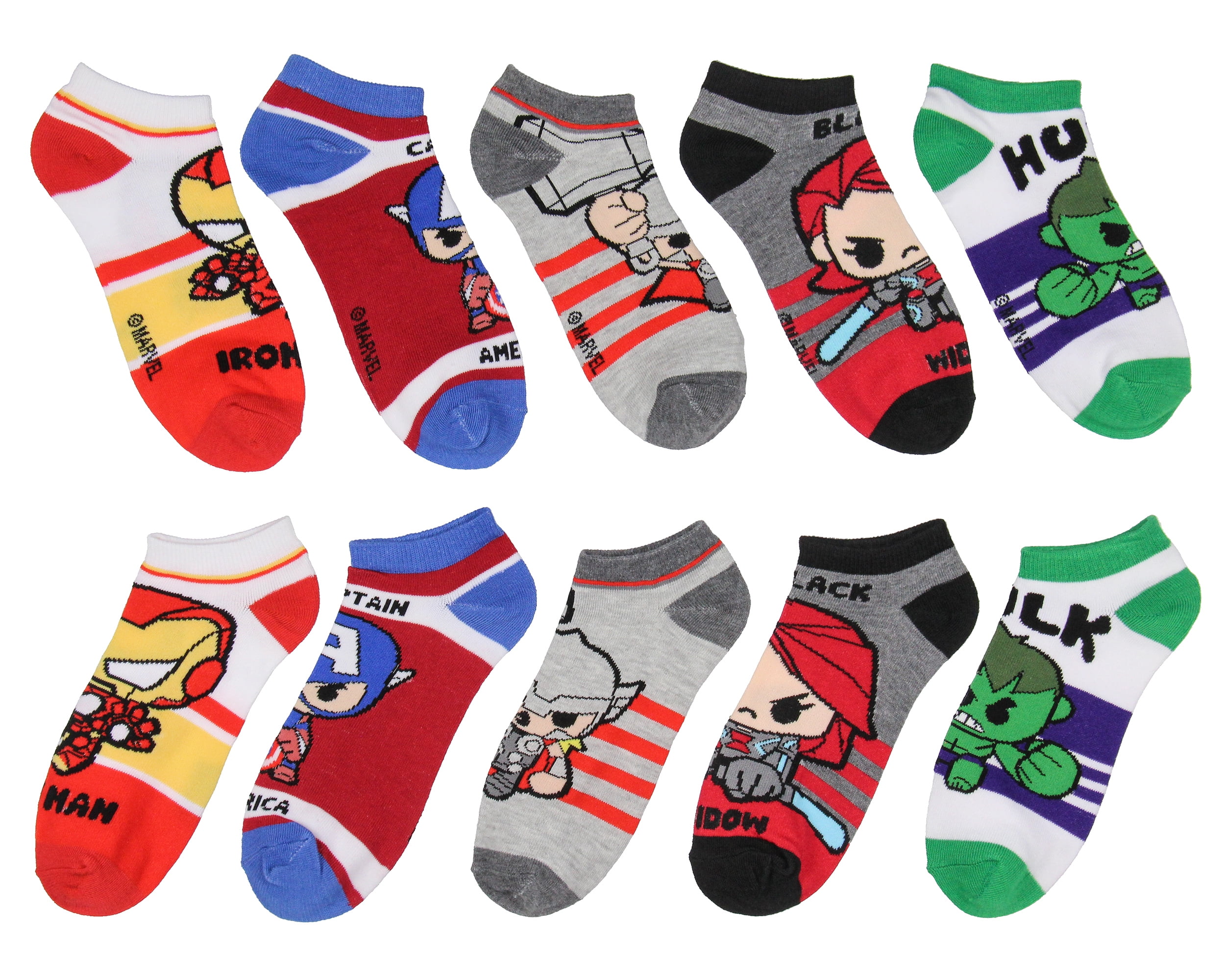 Marvel Avengers Chibi Superhero Characters Mix and Match Ankle Socks 5 ...