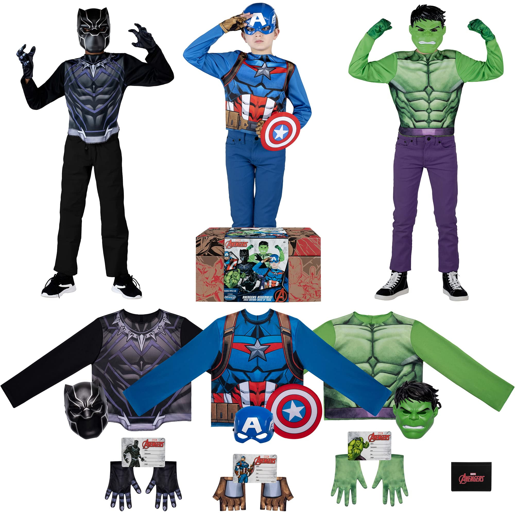 Marvel Avengers Child Halloween Costume Dress-Up Box - Three Sets of ...