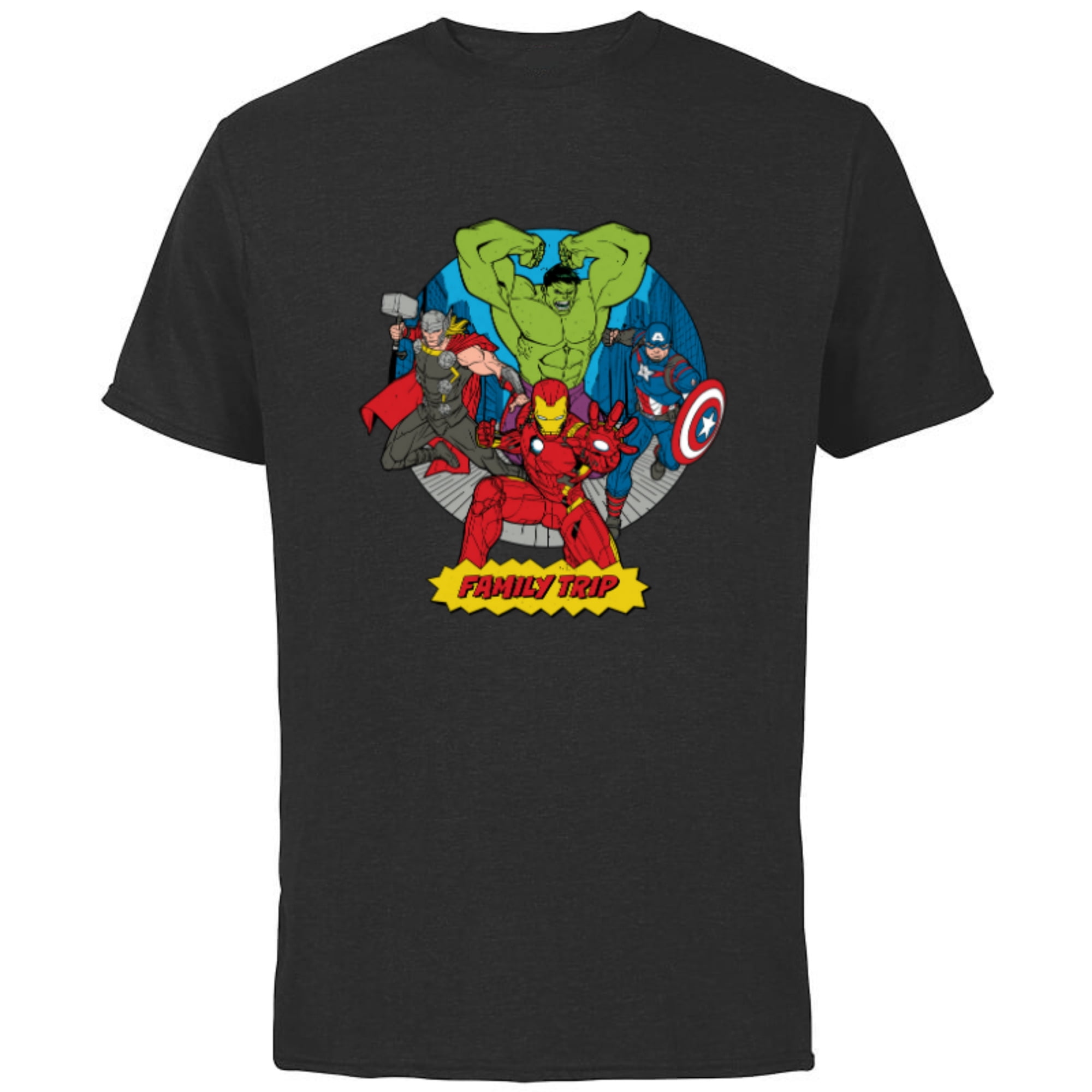 Marvel Avengers City Scene Super Hero Family Trip - Short Sleeve Cotton ...
