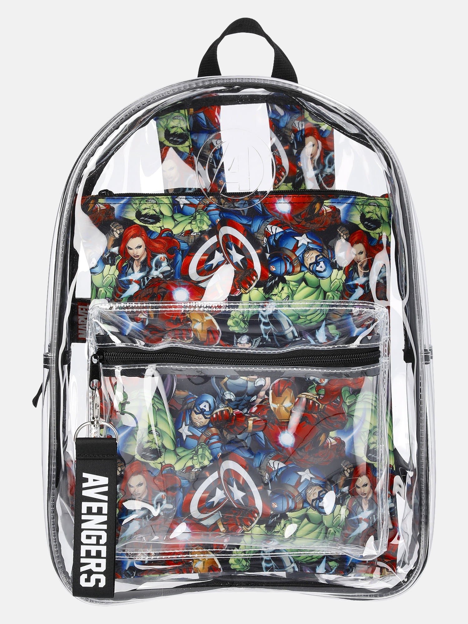 Marvel Avengers 17" Unisex Clear Backpack with Printed Laptop Sleeve ...