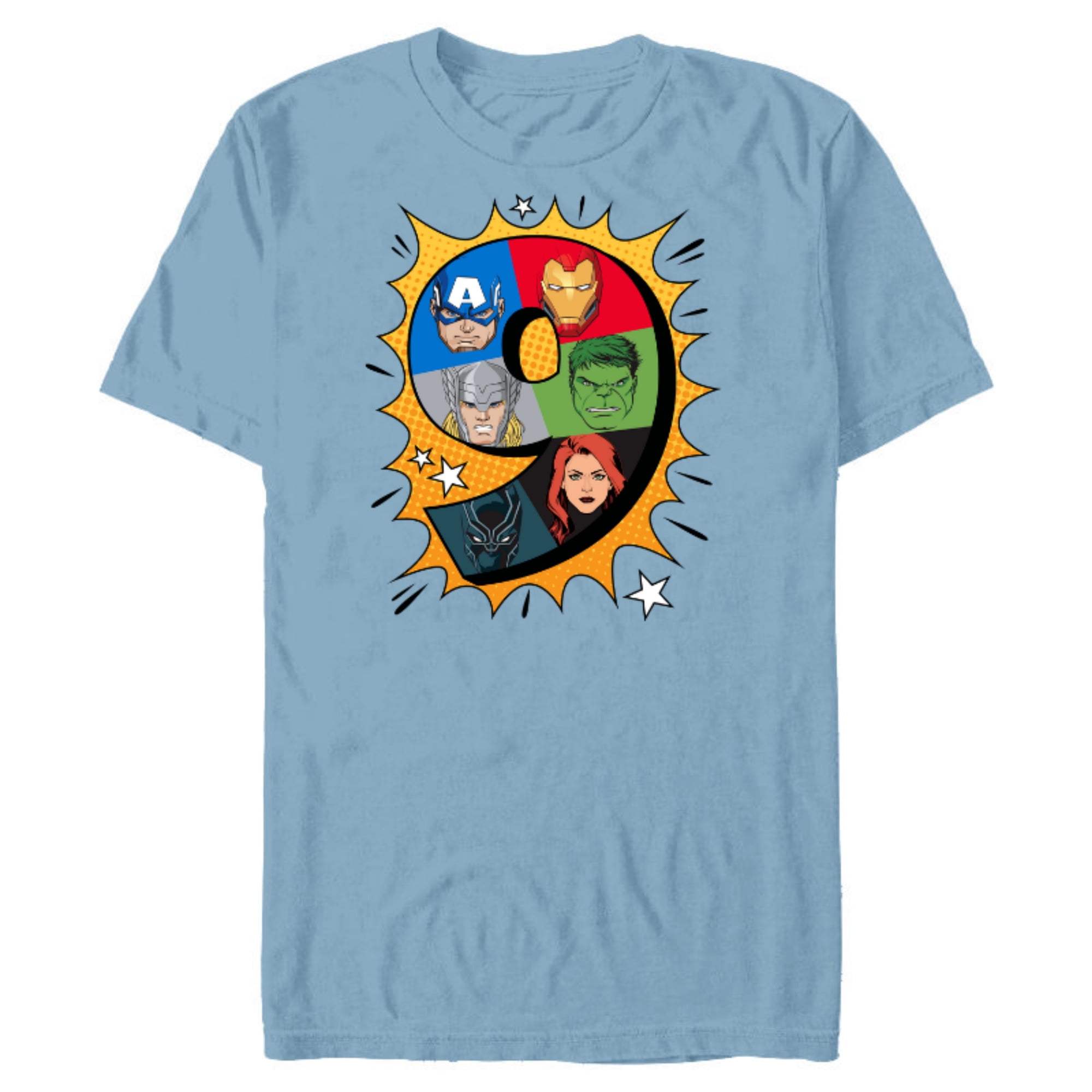 Marvel Avengers Comic Super Heroes 9th Birthday - Short Sleeve Blended ...