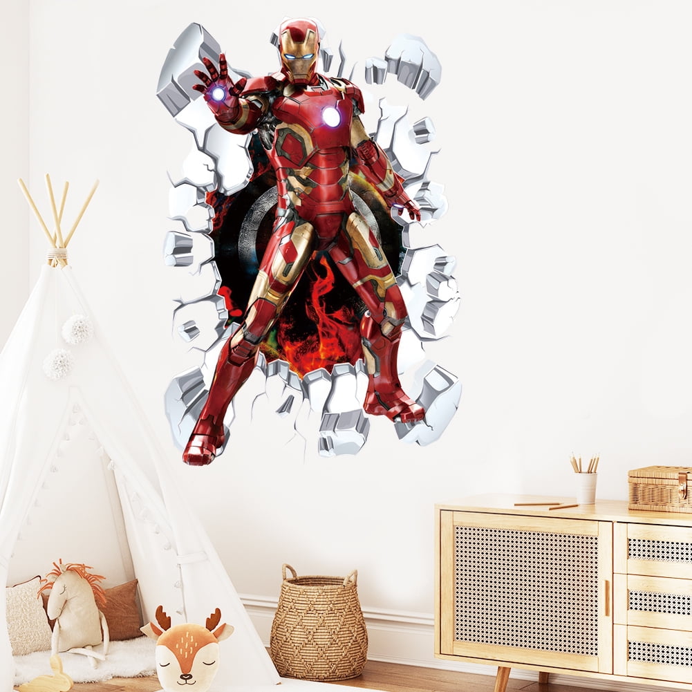 Marvel Avengers DC 3D Wall Stickers Boy bedroom stickers, cartoon ...