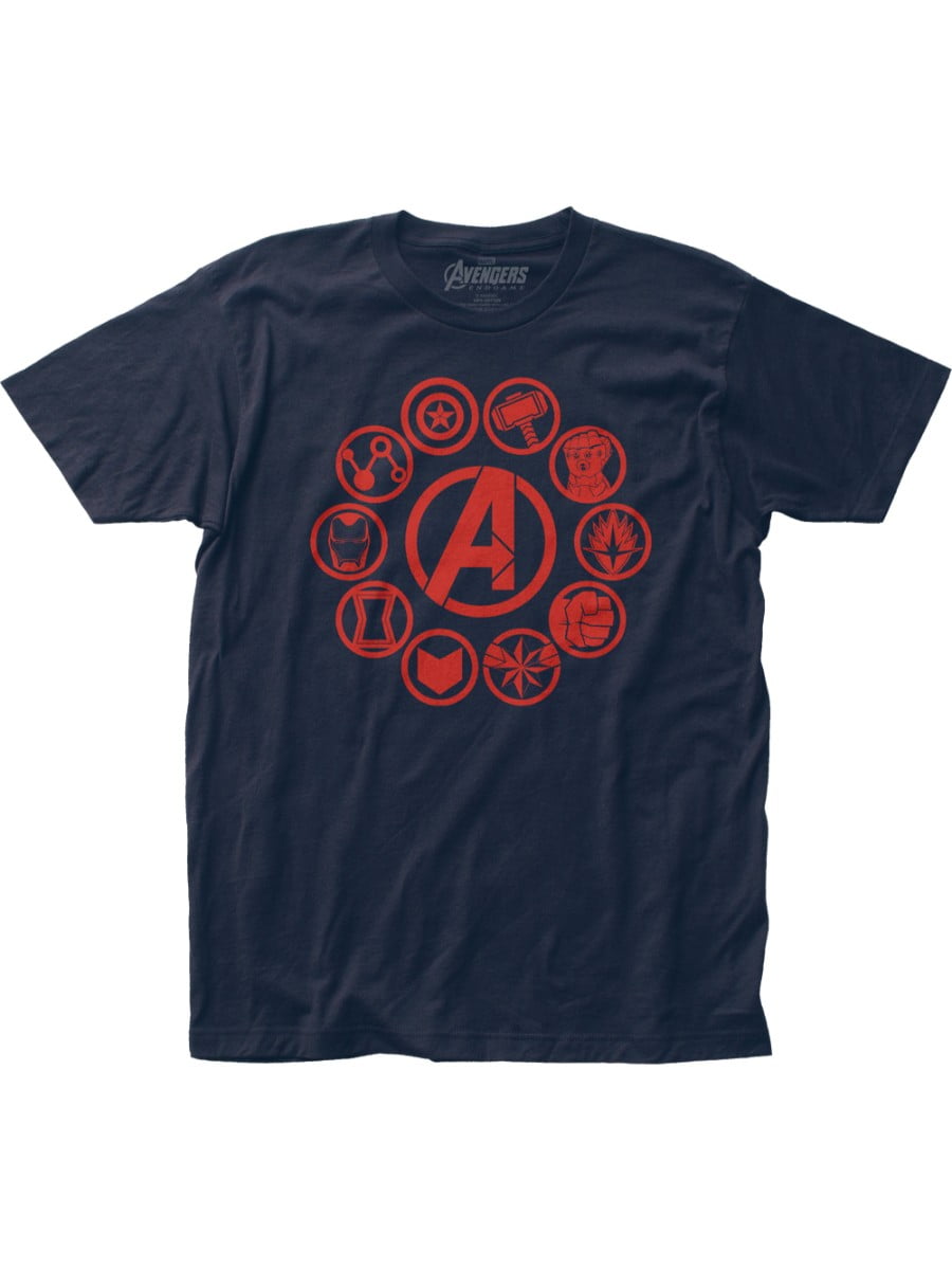 Marvel Avengers Endgame Heroes Icons Adult Navy Fitted Jersey T Shirt