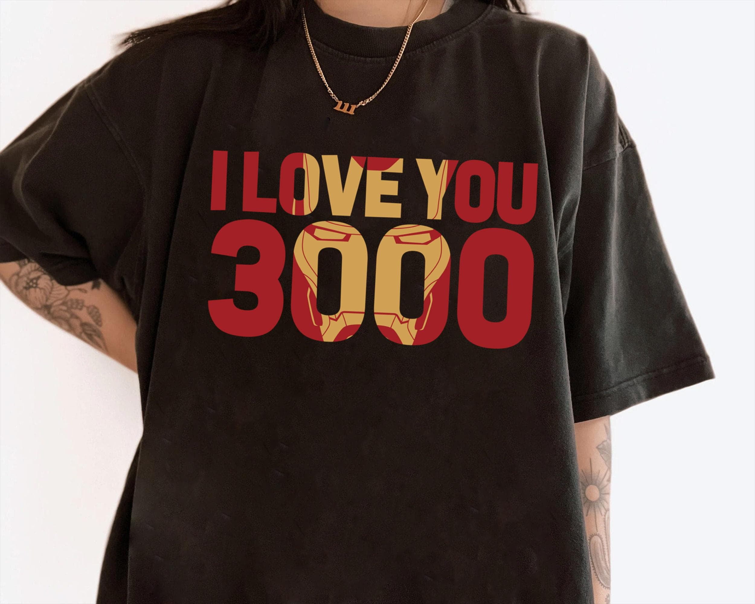 Marvel Avengers Endgame Iron Man I Love You 3000 Text Fill Shirt ...