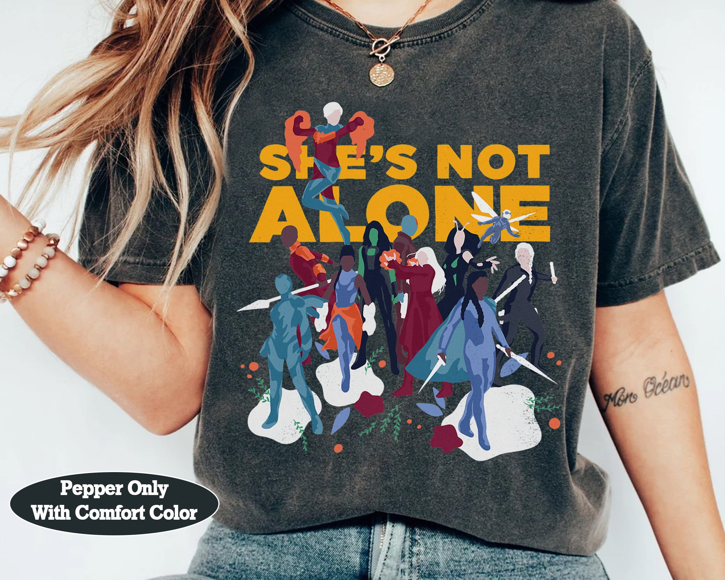 Marvel Avengers Endgame She's Not Alone Shirt, MCU Fans Marvel Studios ...