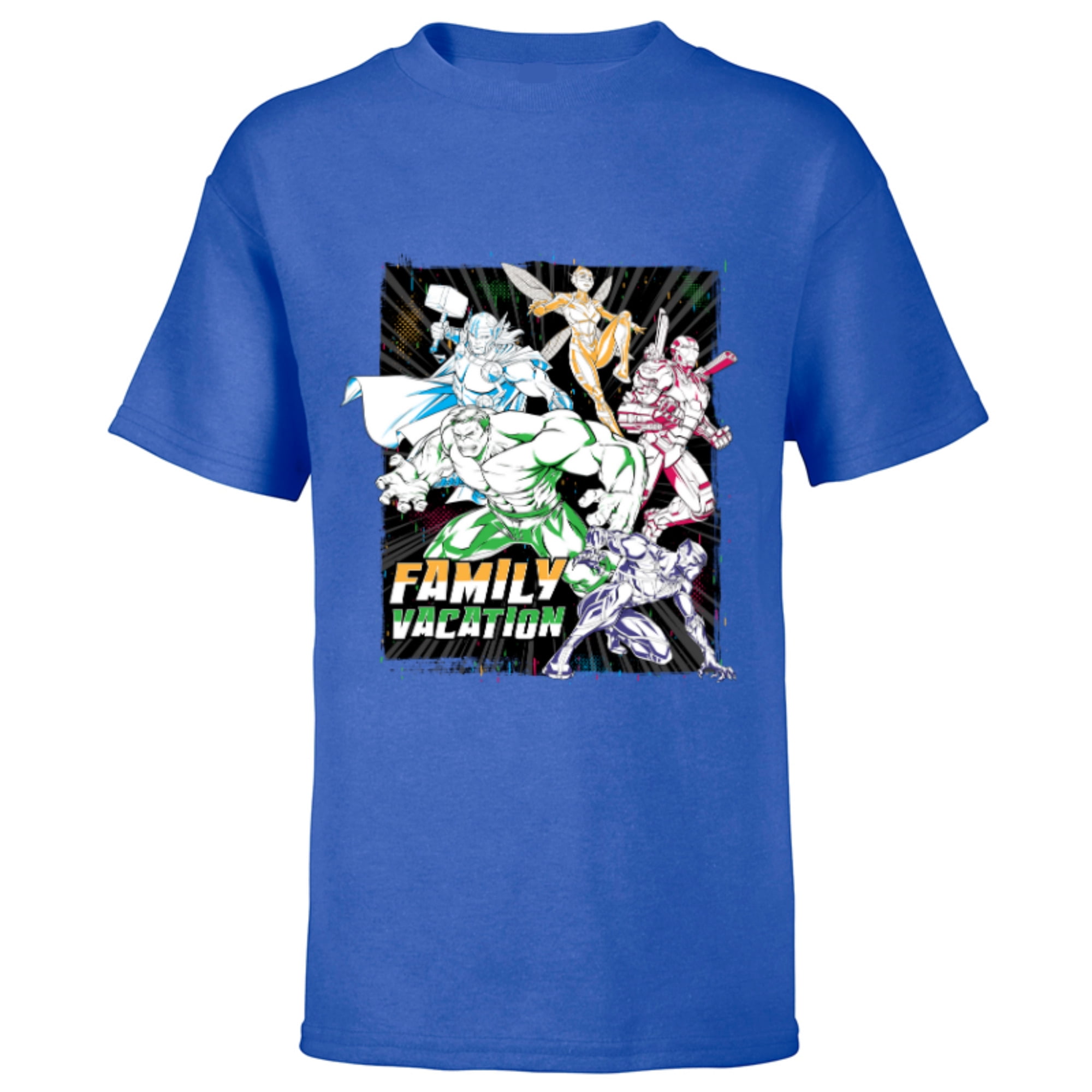 Marvel Avengers Family Vacation Trip Travel Line Art - Short Sleeve T ...
