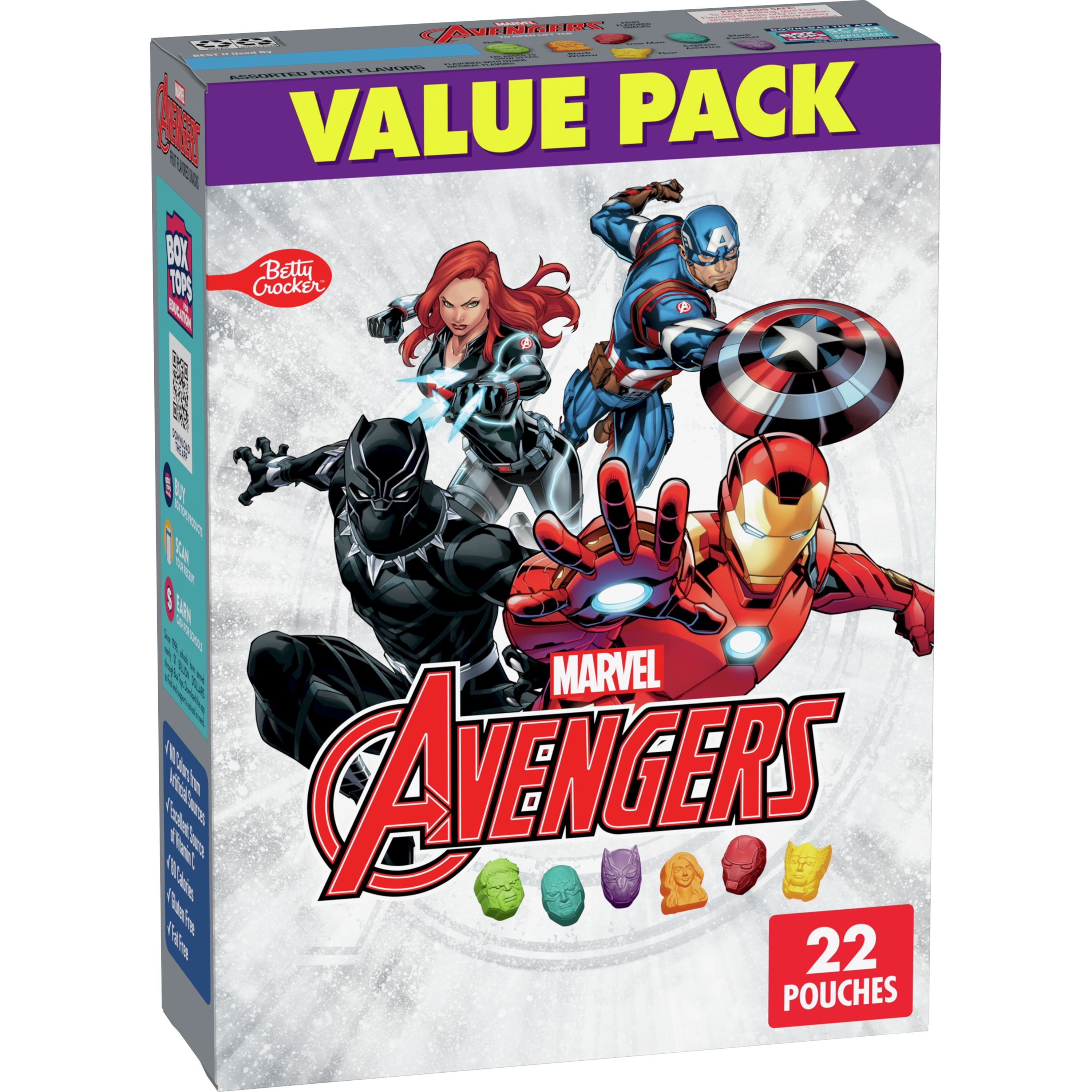 Marvel Avengers Fruit Flavored Snacks, Treat Pouches, Value Pack, 22 Ct ...