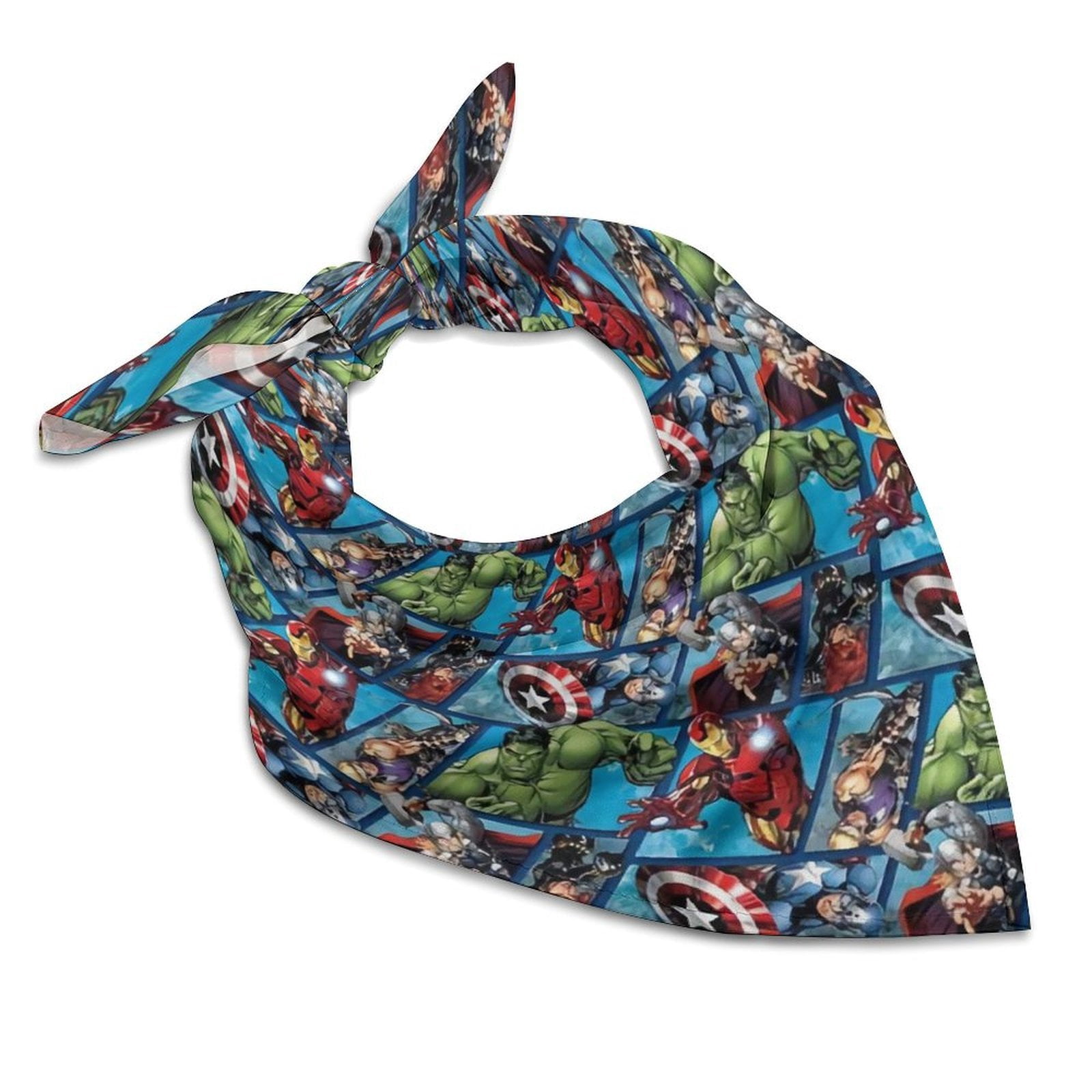 Marvel-Avengers Grid Square Satin Head Scarf Hair Scarves Silk-like ...