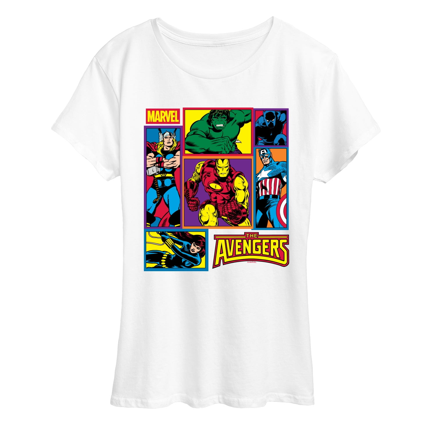 Marvel - Avengers Grid - Women's Short Sleeve Graphic T-Shirt - Walmart.com