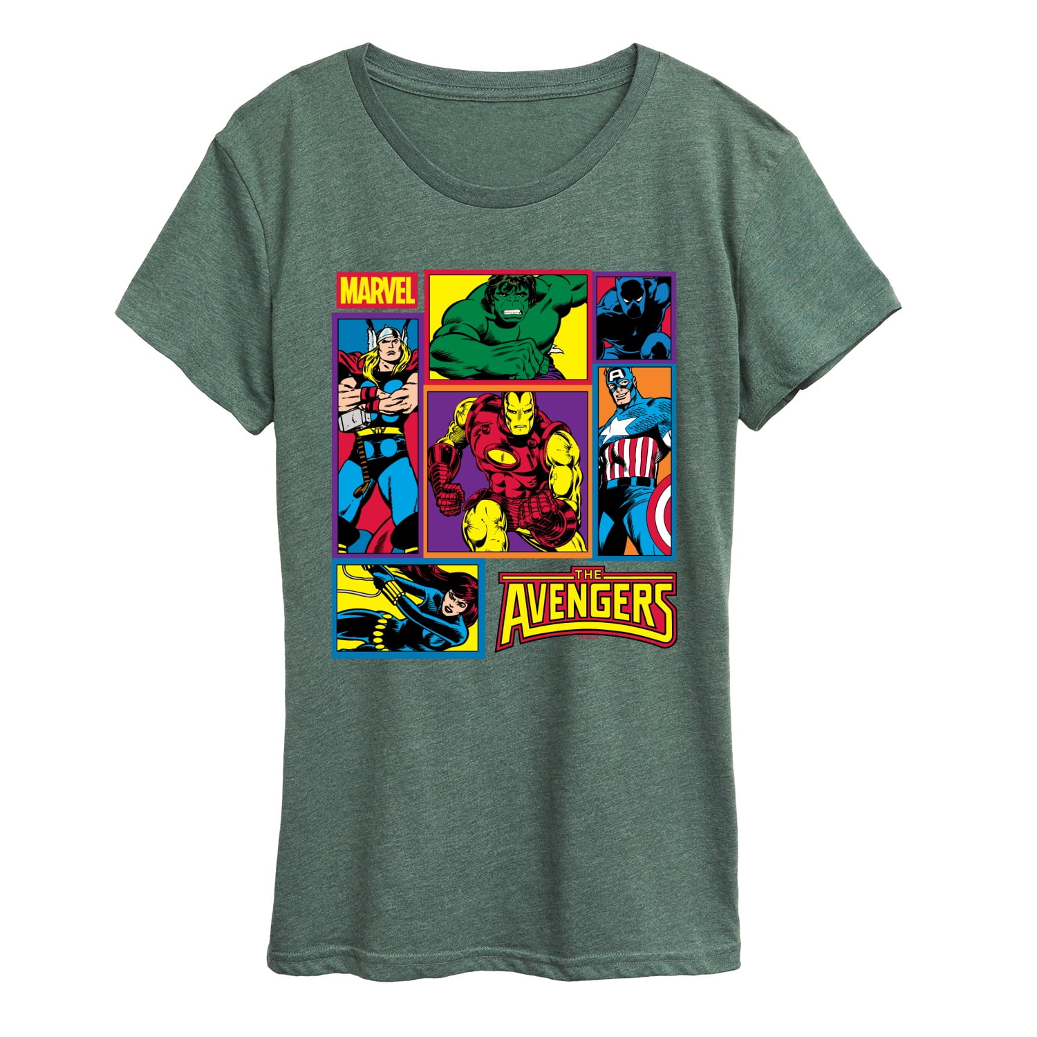 Marvel - Avengers Grid - Women's Short Sleeve Graphic T-Shirt - Walmart.com