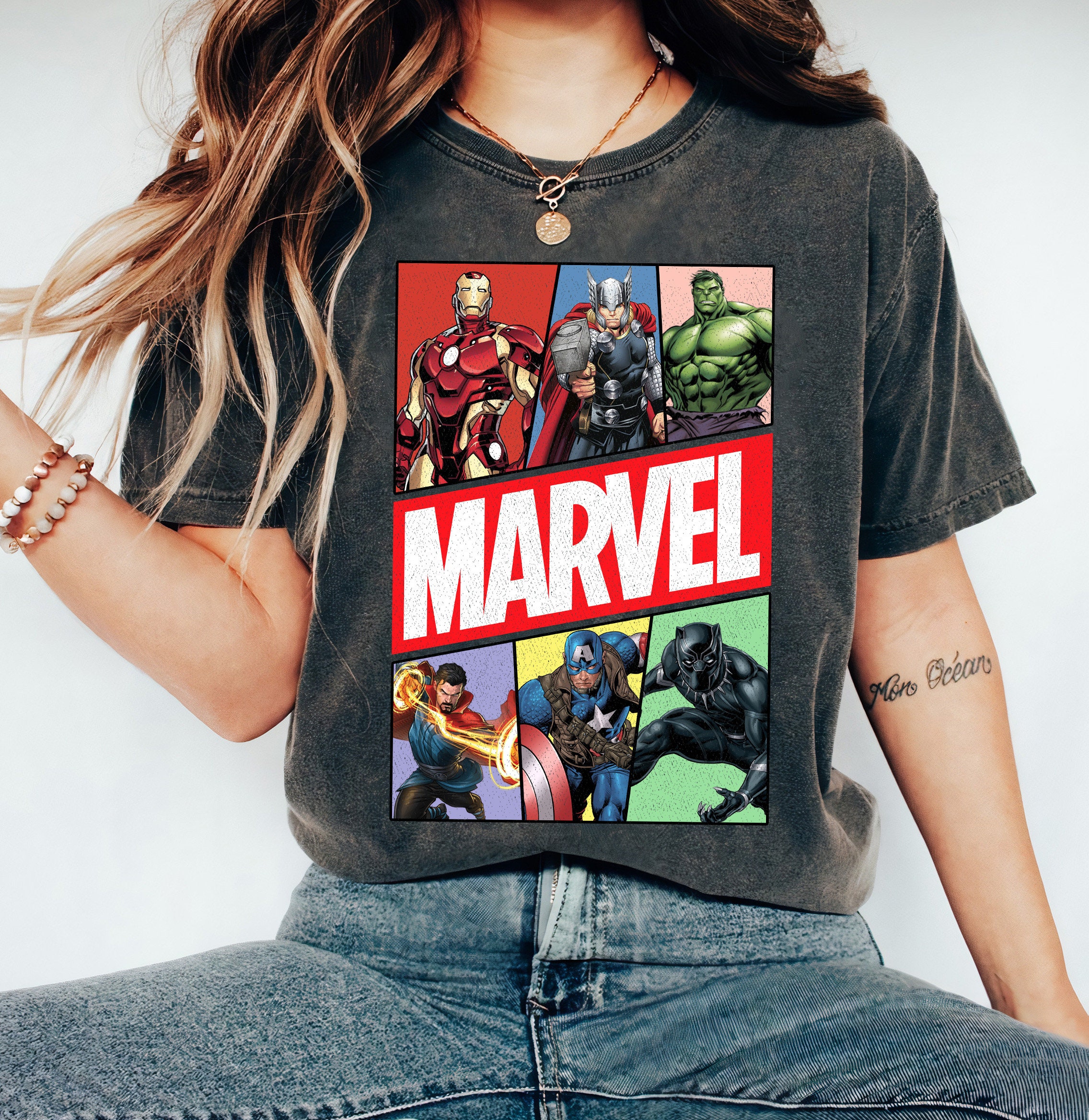 Marvel Avengers Group Characters Shirt, Marvel Logo T-Shirt, Marvel ...