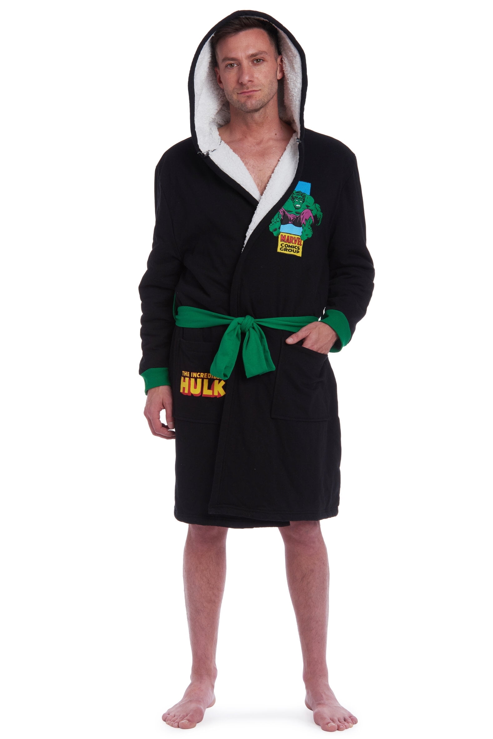 Marvel Avengers Hulk Mens French Terry Long Sleeve Pajama Sleep Robe ...
