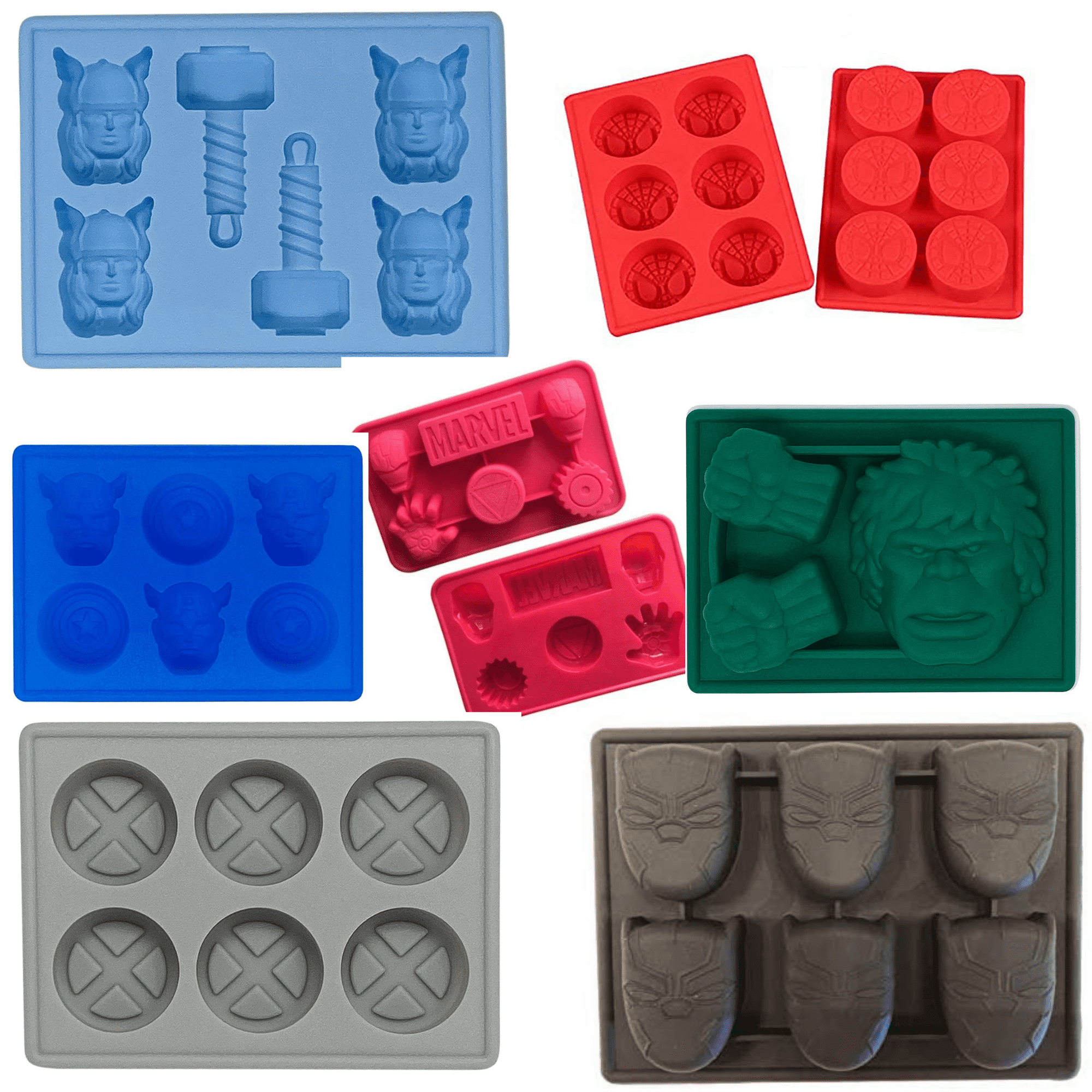 Marvel Avengers Ice Tray Silicone Molds 7 Pack - Ironman Spiderman Hulk ...
