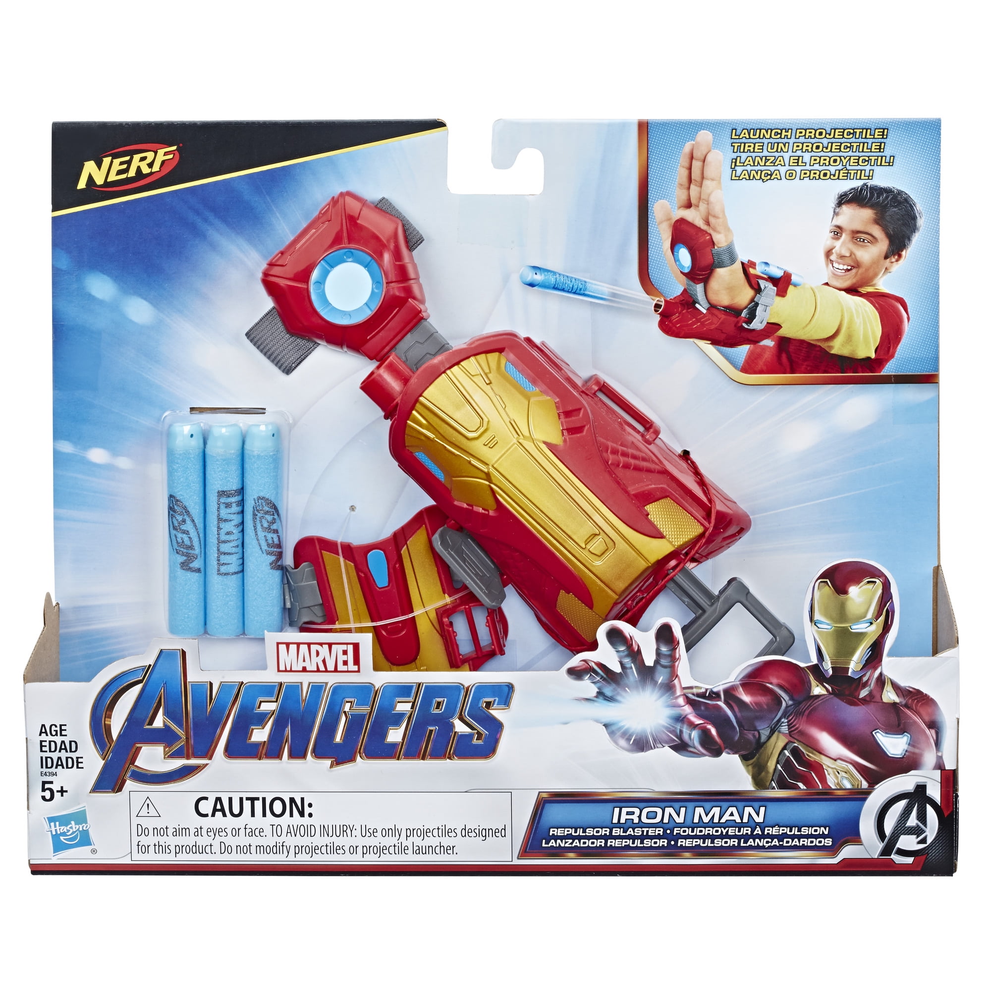 Marvel Avengers Iron Man Blast Repulsor Gauntlet Toy with Nerf Darts ...