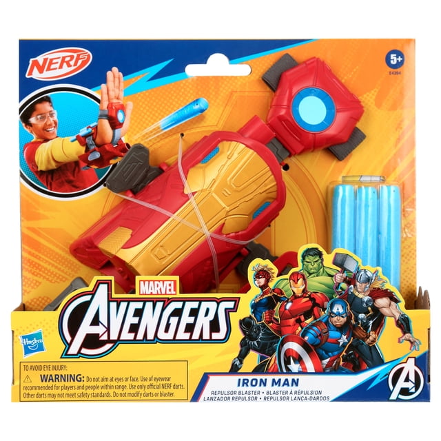 Marvel Avengers Iron Man Blast Repulsor Gauntlet Toy with Nerf Darts ...