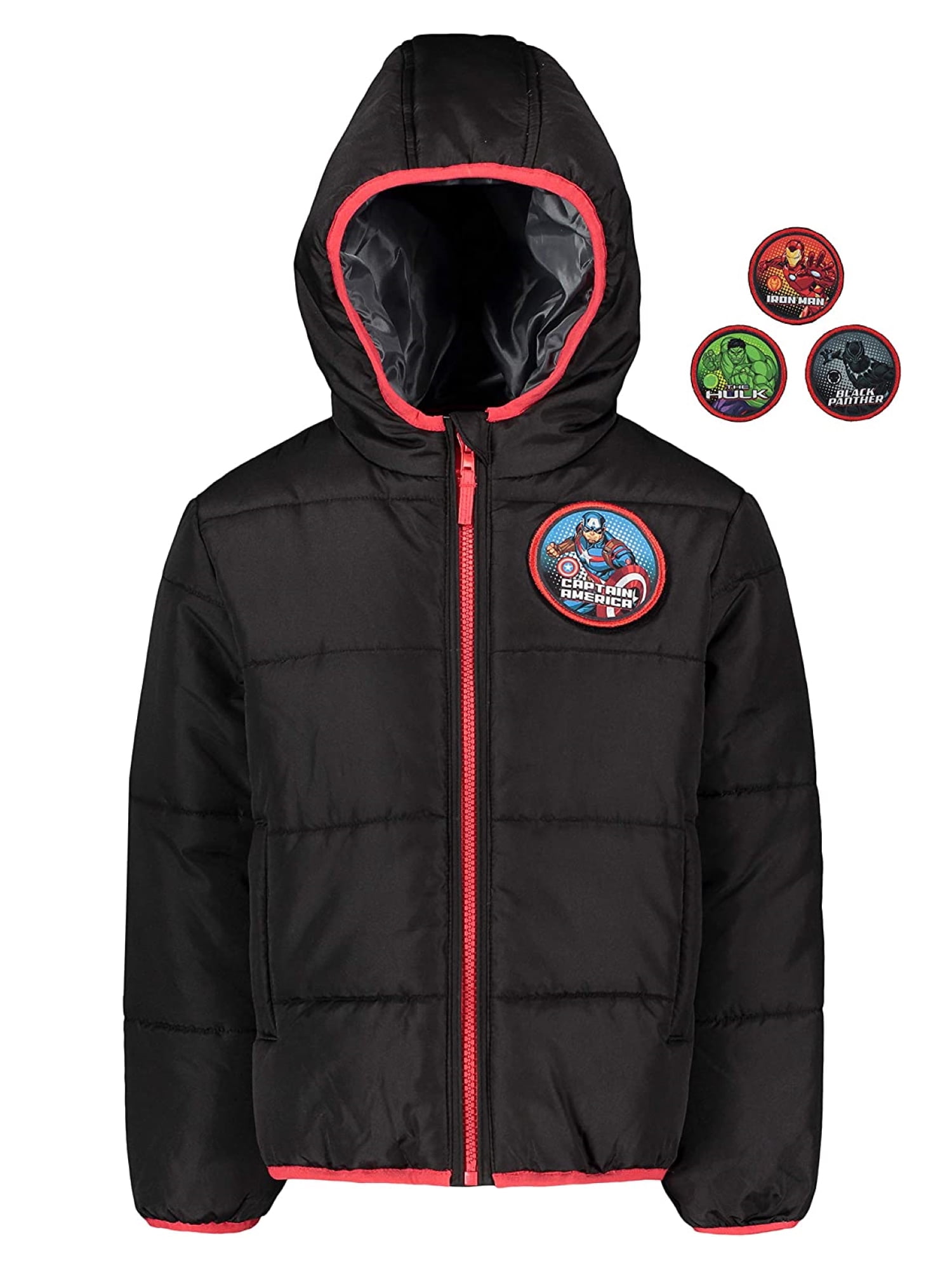 Marvel Avengers Little Boys' Hooded Puffer Jacket with Changeable ...