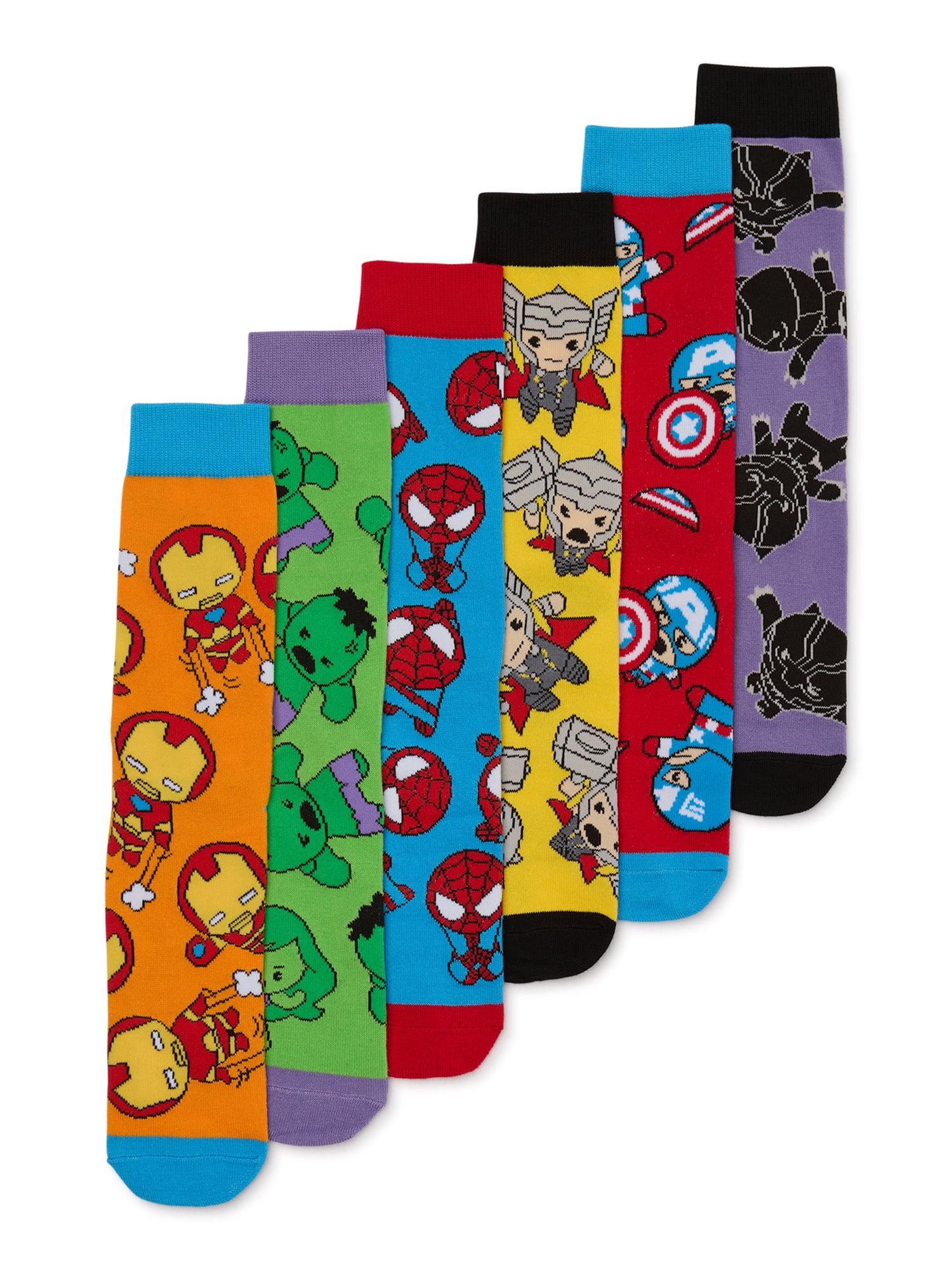 Marvel Mens Crew Socks, 6-Pack - Walmart.com