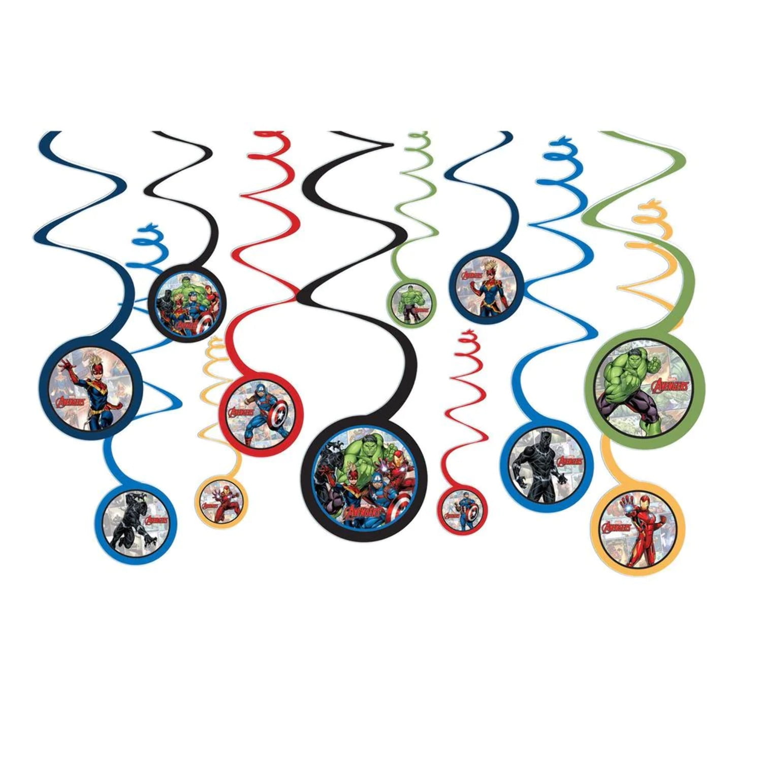 Avengers 'Powers Unite' Hanging Swirl Decorations (12pc) - Walmart.com