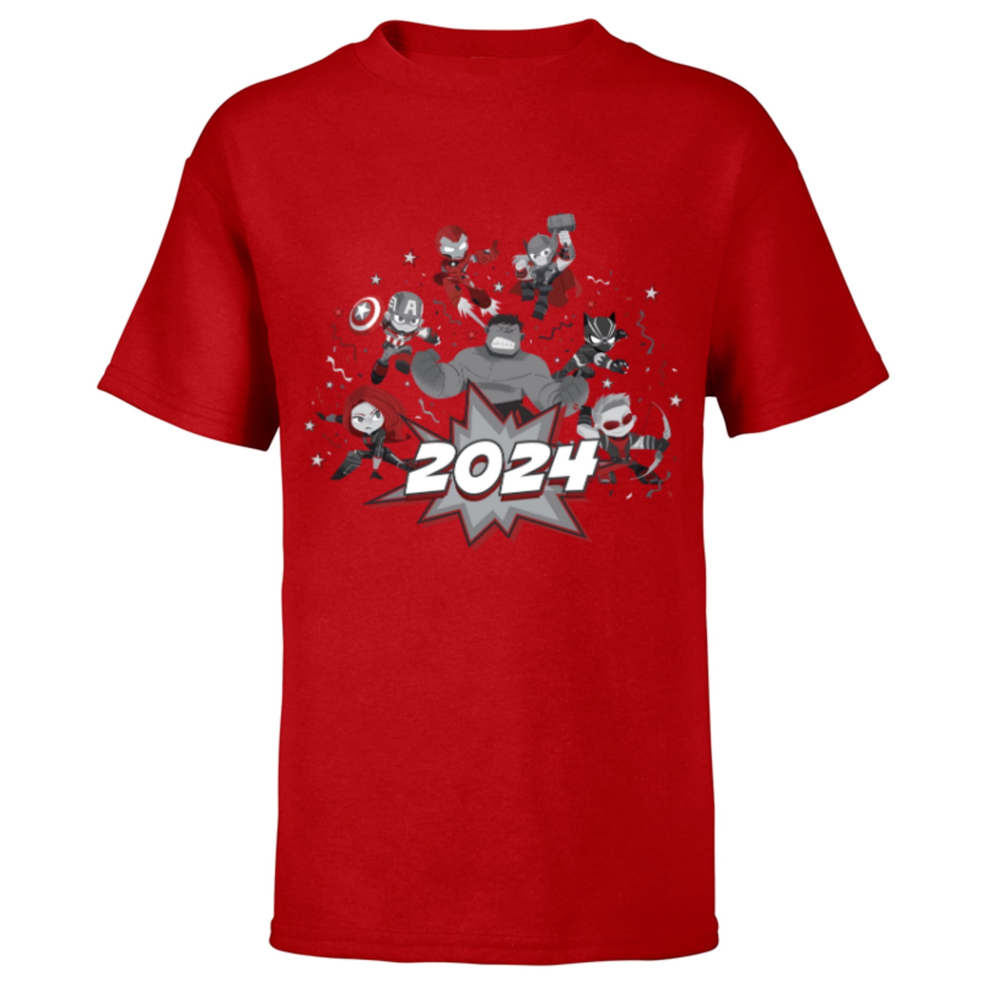 Marvel Avengers Red and Gray Stylized Cute New Year 2024 - Short Sleeve ...