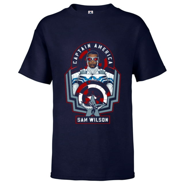 Marvel Avengers Sam Wilson Captain America Badge - Short Sleeve T-Shirt ...