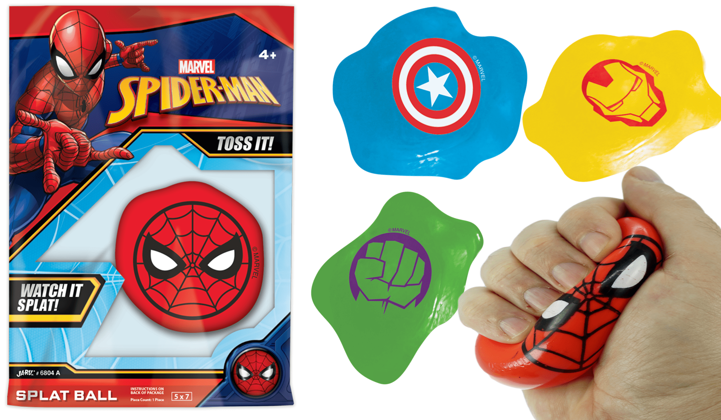 Marvel Avengers Splat Squishy Balls Plus Sticker (2 Assorted) Spiderman ...