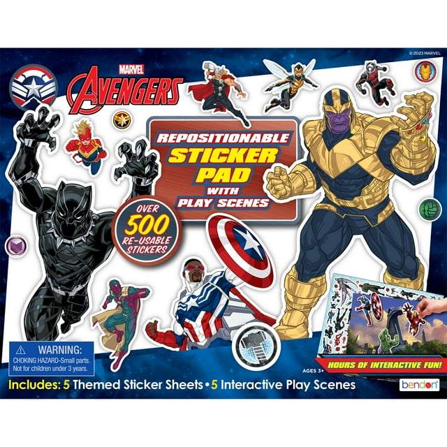Marvel Avengers Sticker Pad, Over 500 Stickers, 5 Play Scene Pages ...