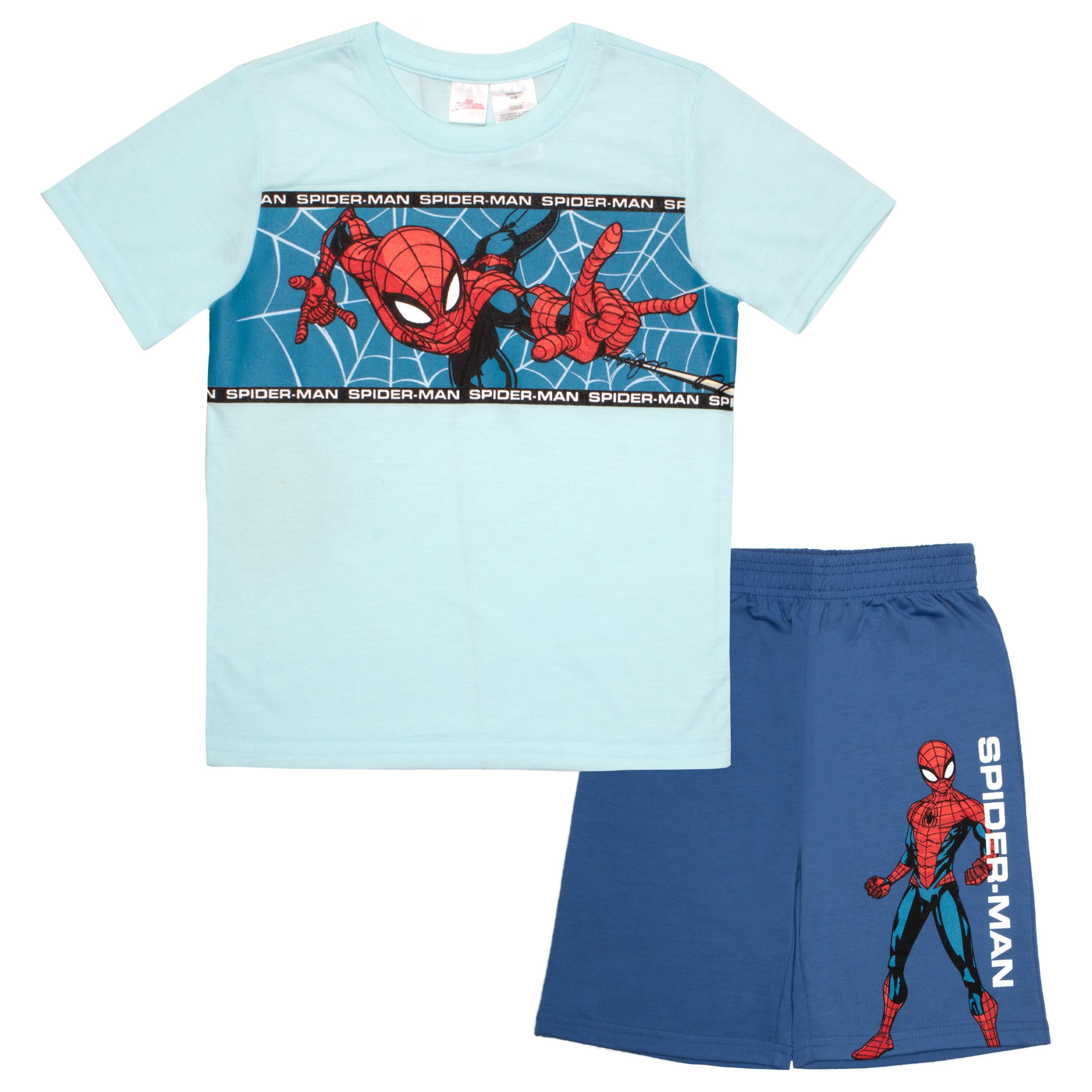 Marvel Avengers Superheroes Boys Short Sleeve T-Shirt and Shorts Set, 2 ...