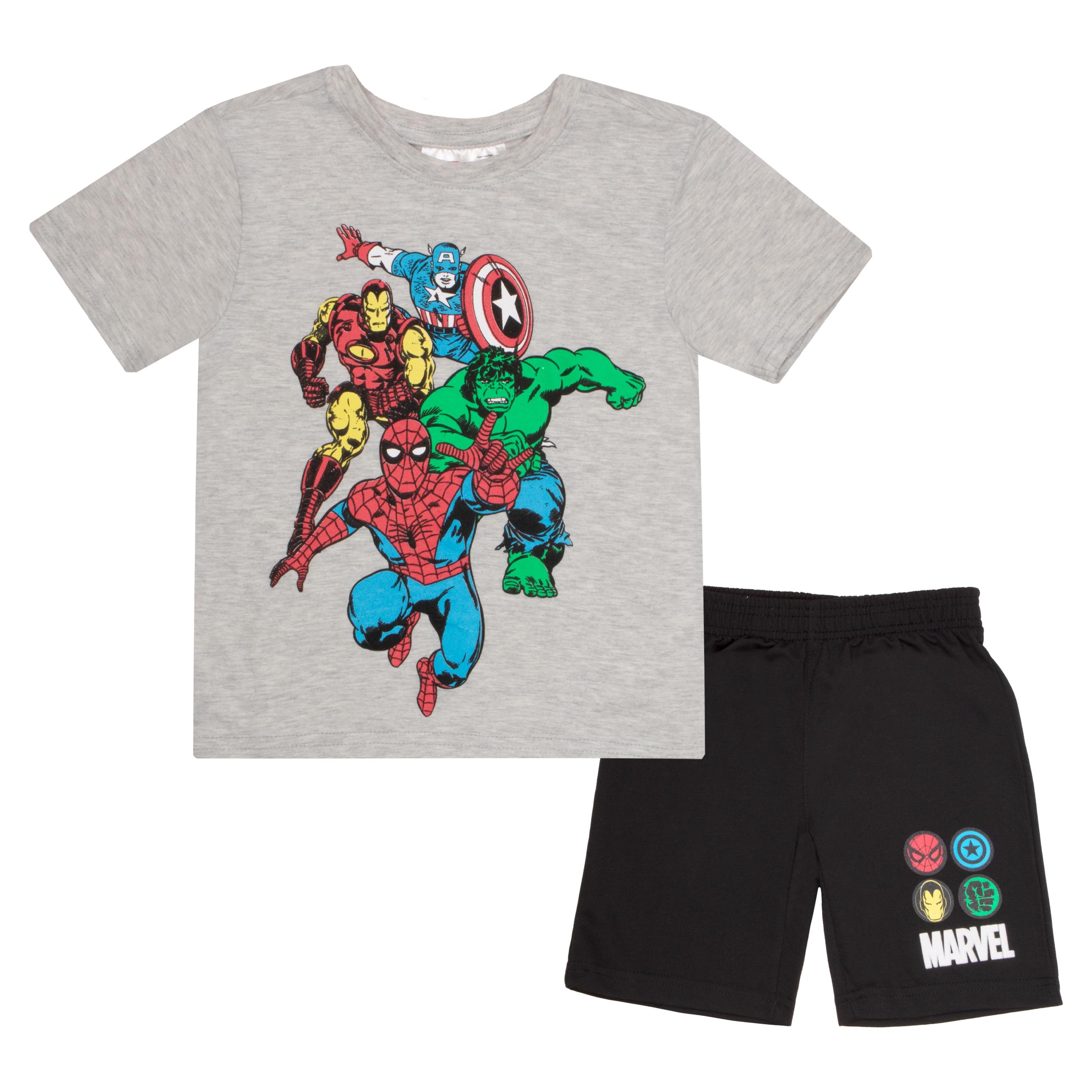 Marvel Avengers 3 PC Short Sleeve Shirt Shorts Outfit Set Boy Size 5/6 ...