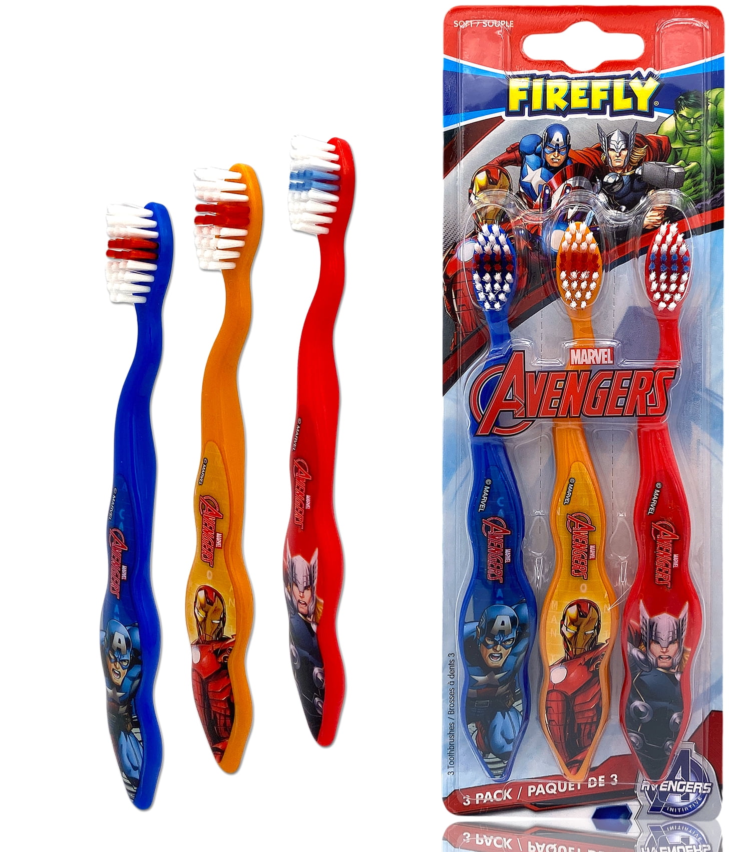 Marvel Avengers Superheroes Soft Bristle Manual Toothbrush Value Set 3 ...