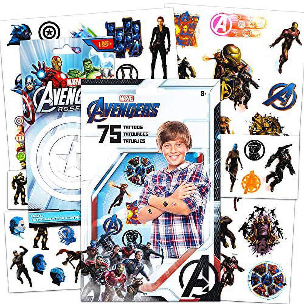 Marvel Avengers Tattoos Party Pack 75 Assorted Avengers Temporary ...