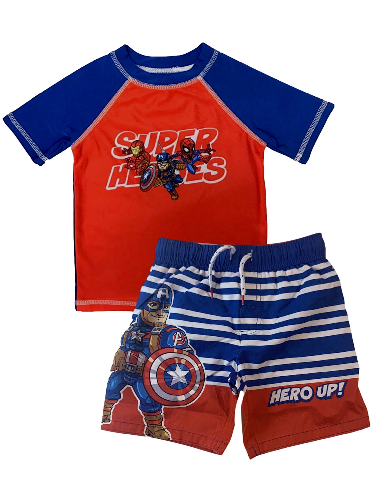 Marvel Avengers Toddler Boys' Super Hero Rash Guard and Swim Trunks Set ...