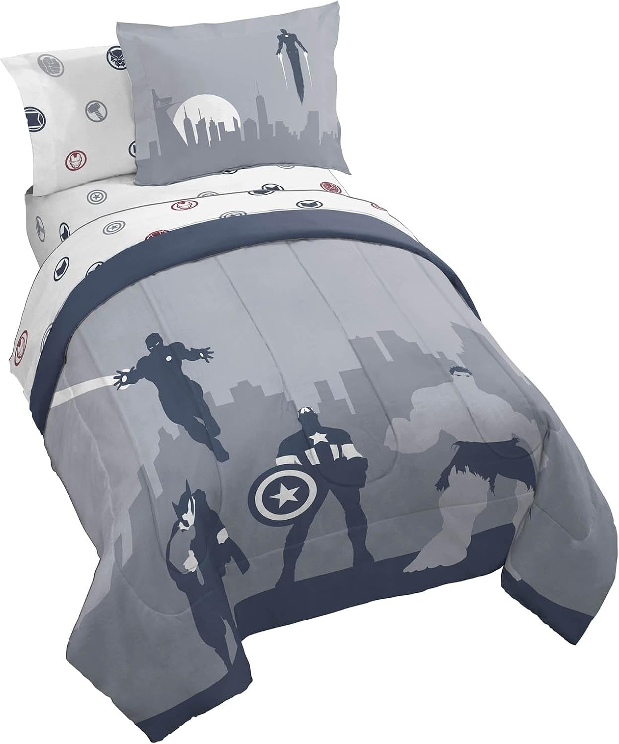 Marvel Avengers Twin Size Comforter Set - 5 Piece Bedding with Sheet ...