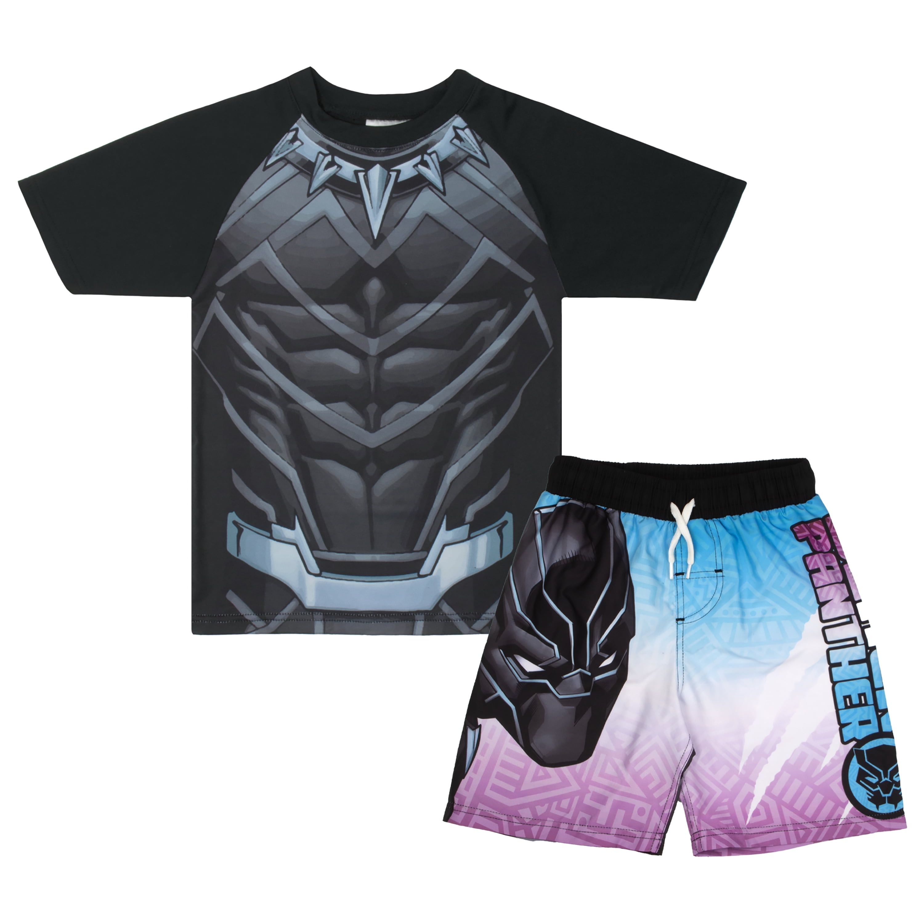 Marvel Avengers Two-Piece Swimsuit Set, Size 4, Black Panther (Boys ...