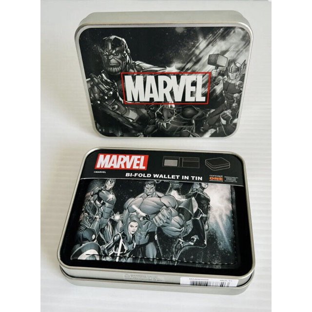 Marvel Avengers Wallet, Thanos Slim Bifold Wallet with Decorative Tin ...