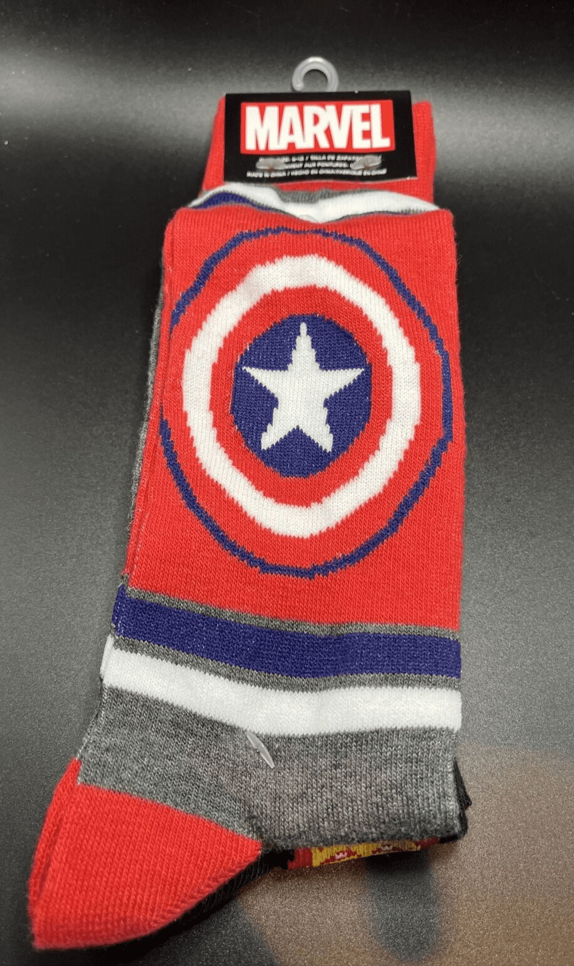 Marvel Avengers and Captain America Shield Socks (2 Pairs) Sz 6-12 ...