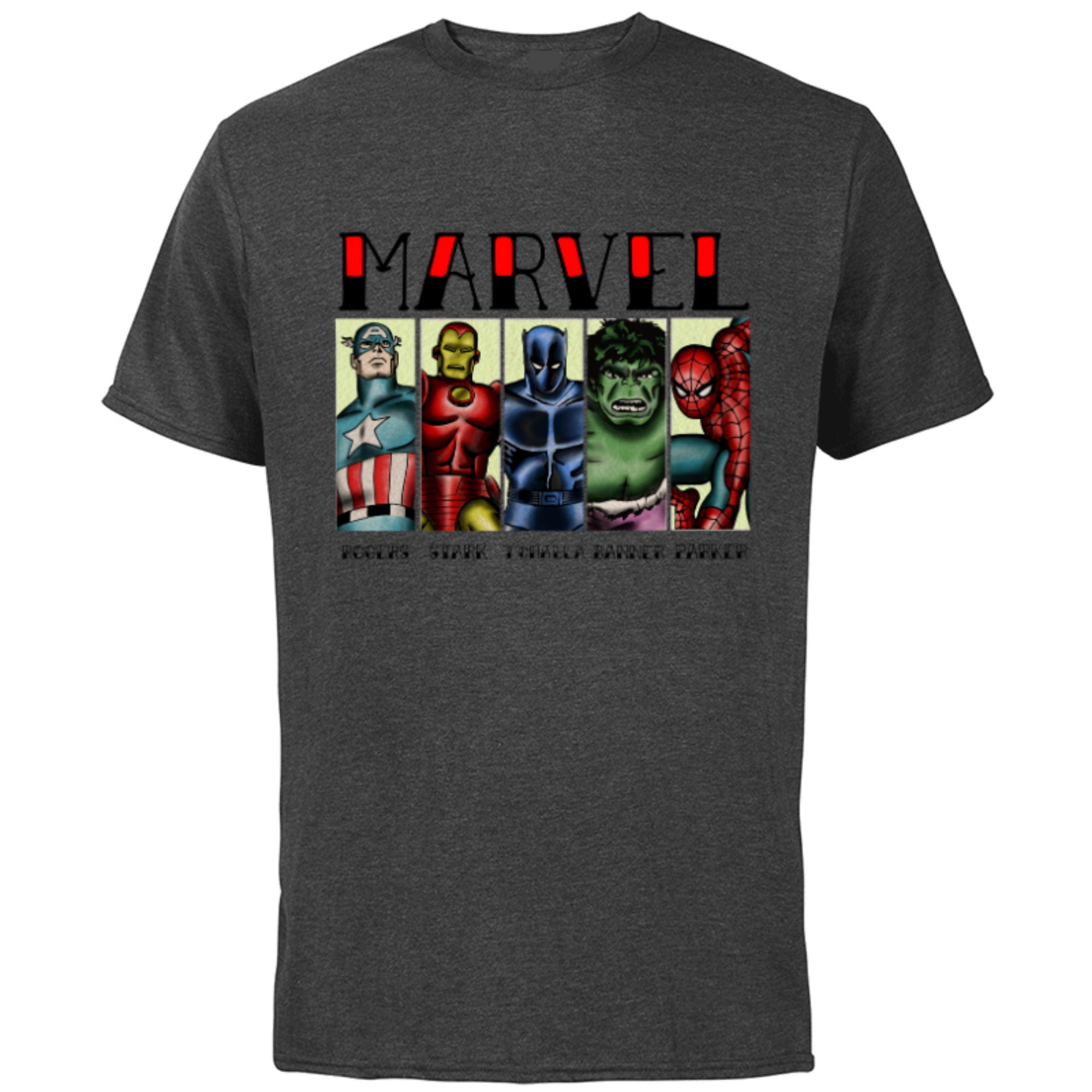 Marvel Avengers and Spider-Man Super Hero Real Names Retro - Short ...