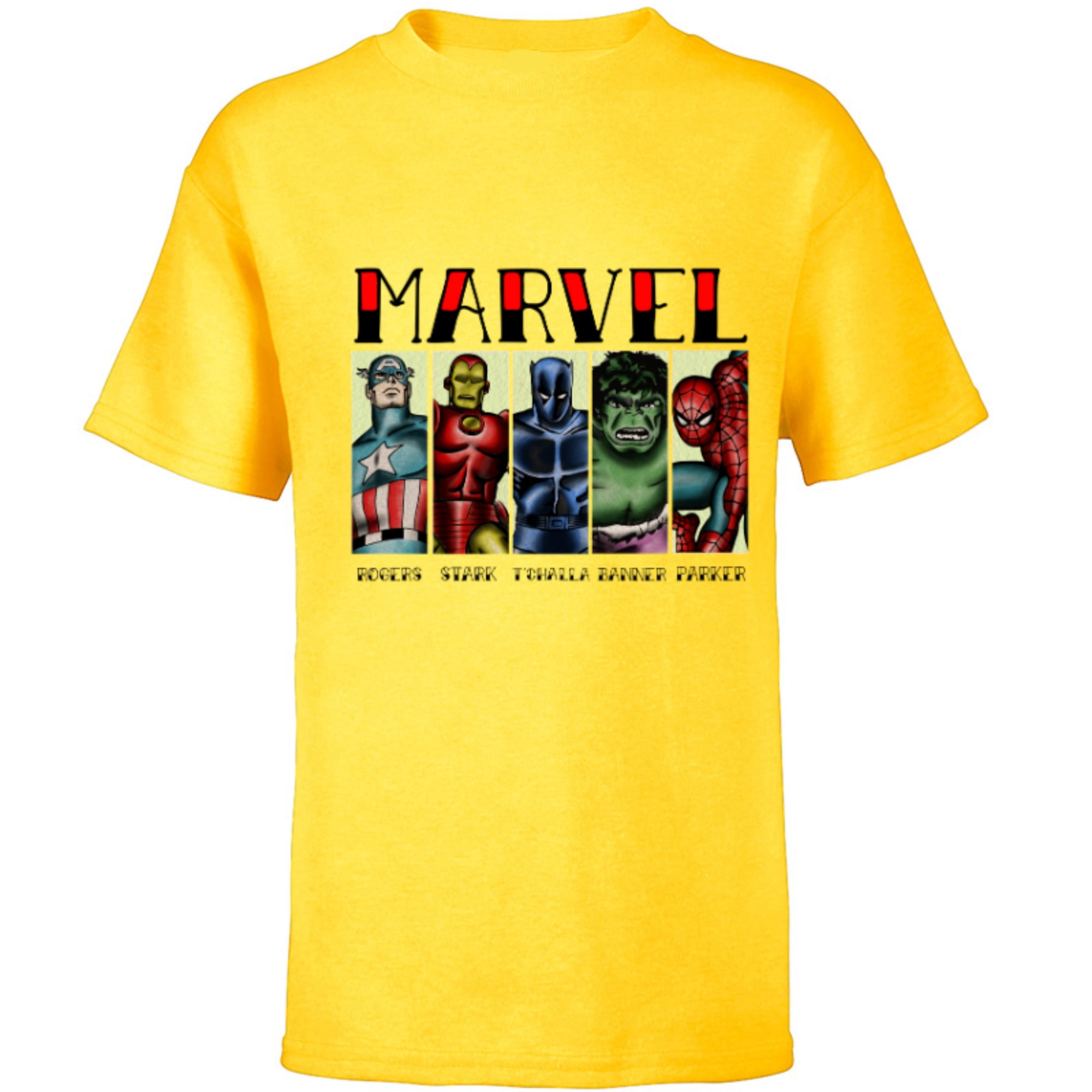 Marvel Avengers and Spider-Man Super Hero Real Names Retro - Short ...