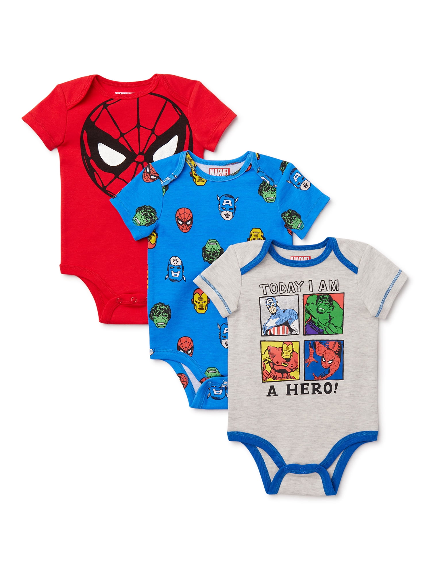 Marvel Baby Boy Short Sleeve Bodysuits, 3-Pack - Walmart.com