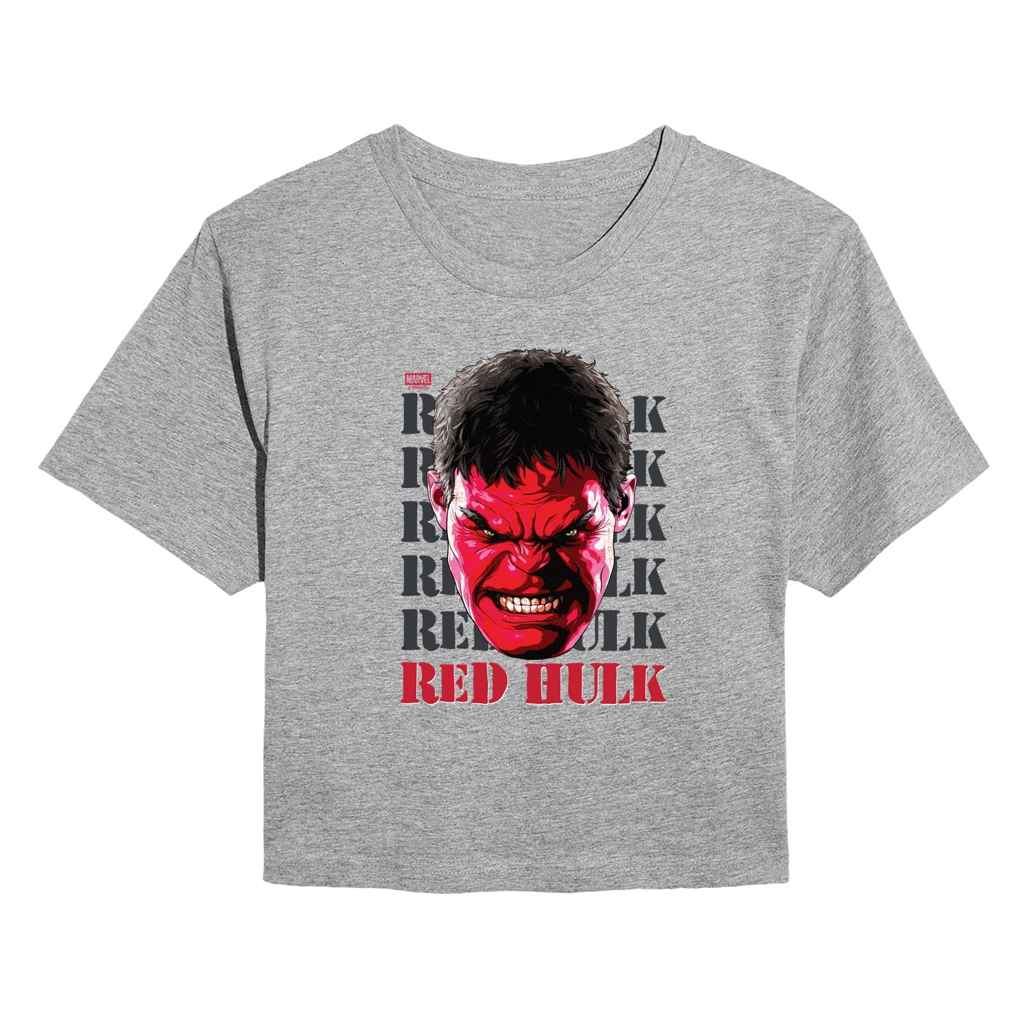 Marvel - Big Red Hulk Face - Juniors Cropped Graphic T-Shirt - Walmart.com