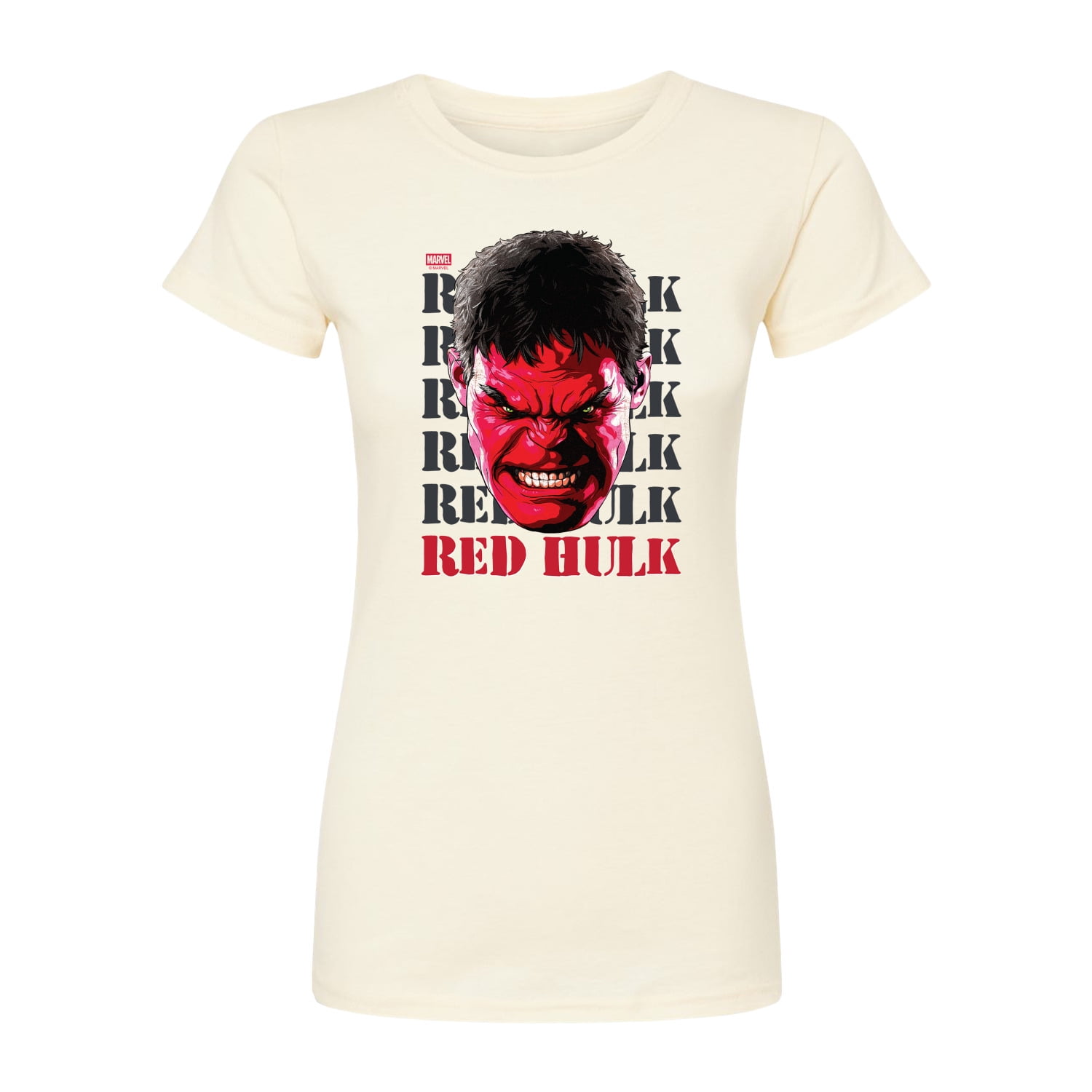Marvel - Big Red Hulk Face - Juniors Fitted Graphic T-Shirt - Walmart.com