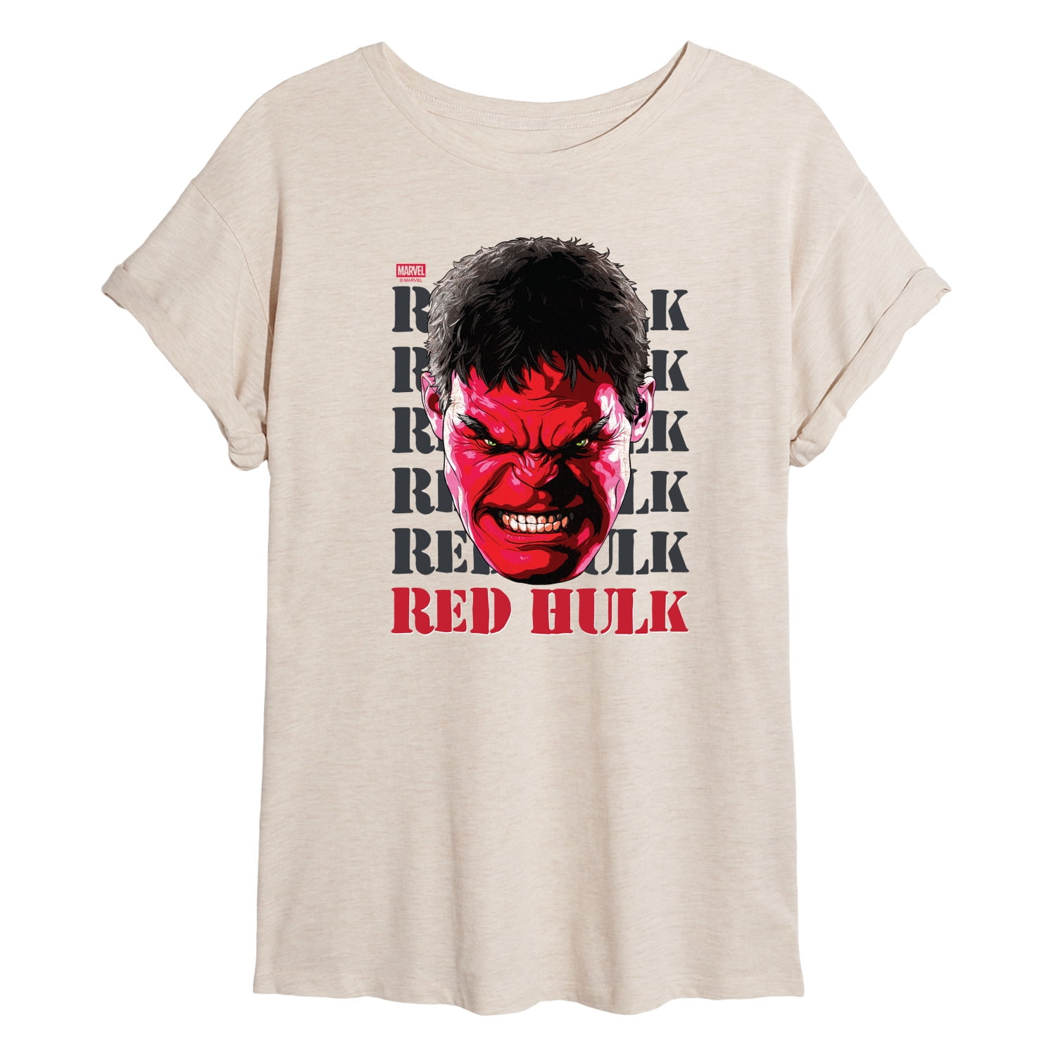 Marvel - Big Red Hulk Face - Women's Oversized Graphic T-Shirt ...