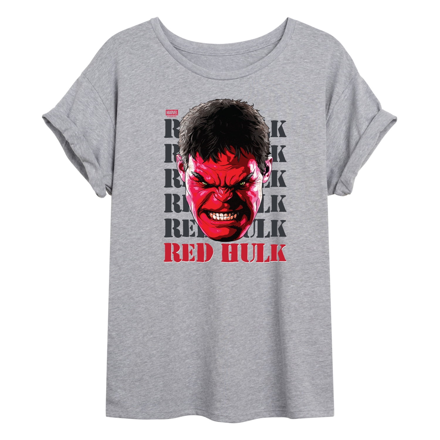Marvel - Big Red Hulk Face - Women's Oversized Graphic T-Shirt ...