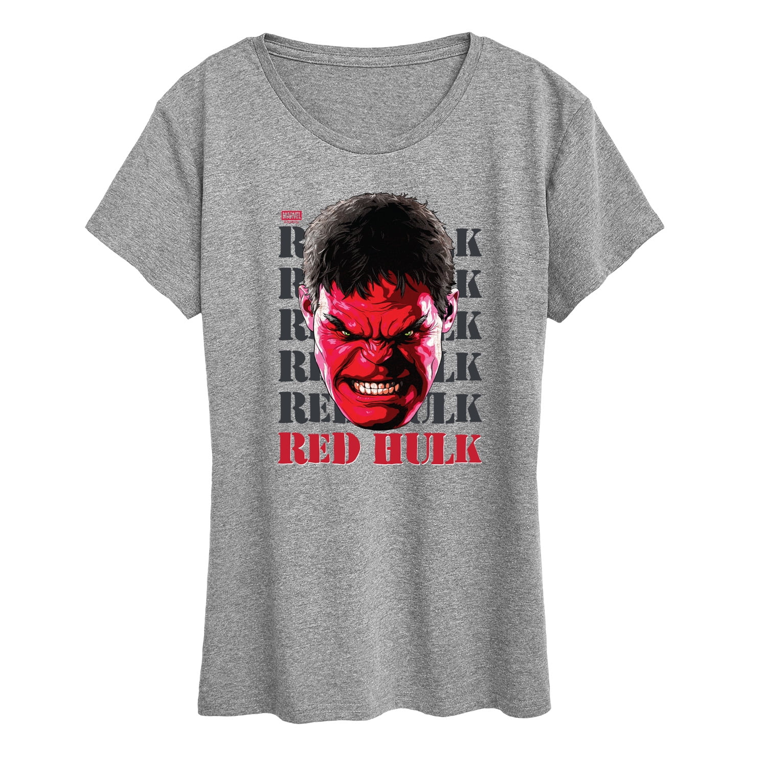 Marvel - Big Red Hulk Face - Women's Short Sleeve Graphic T-Shirt ...
