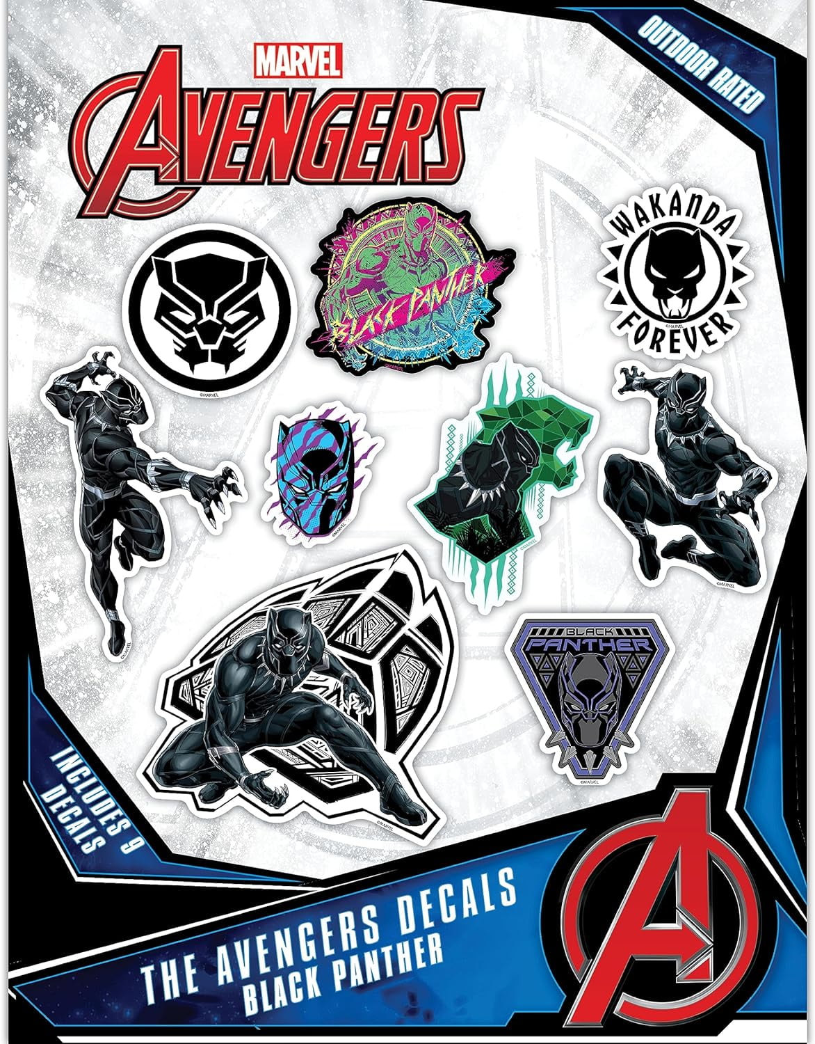 Marvel Black Panther Decals - Set of 9 Vinyl Stickers for Water Bottle ...